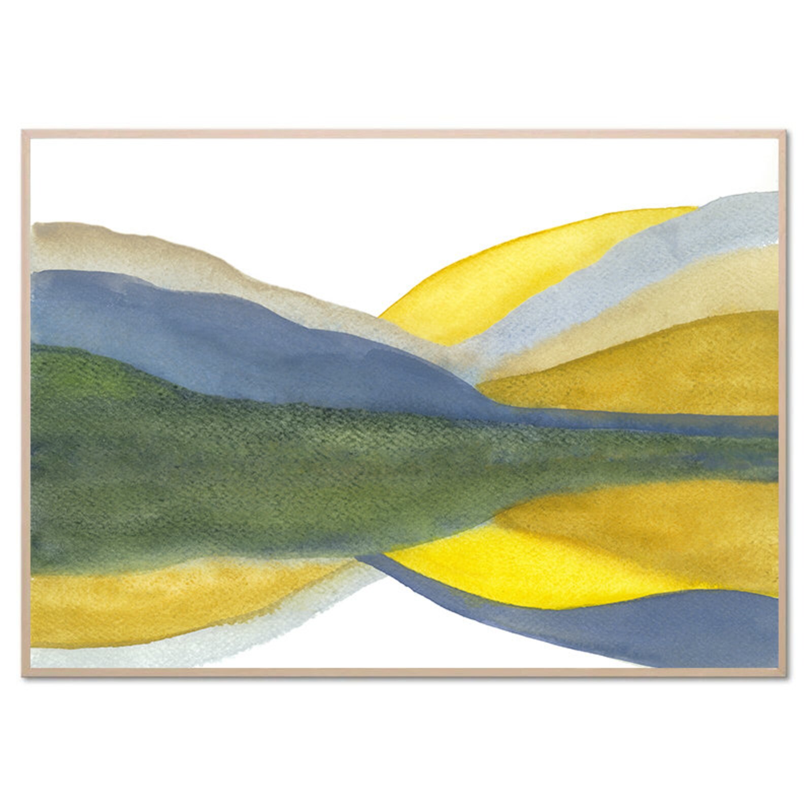 Mountain Lake Art Abstract Watercolor Painting Sunset Lake Artwork ...