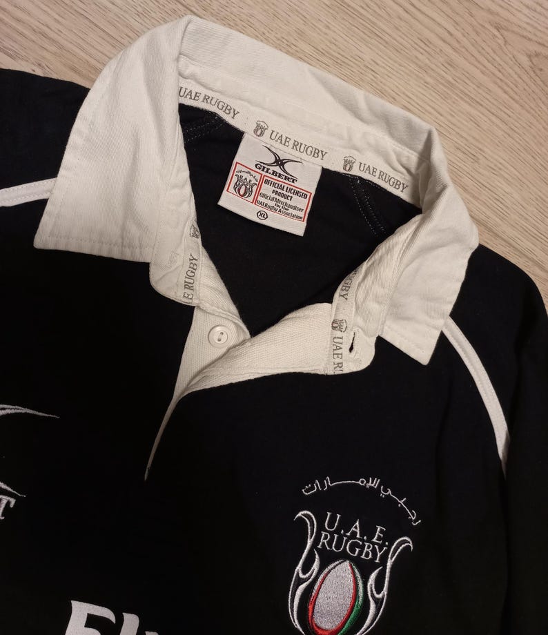 United Arab Emirates Rugby Shirt Jersey Size XL Black Fly Emirates ...