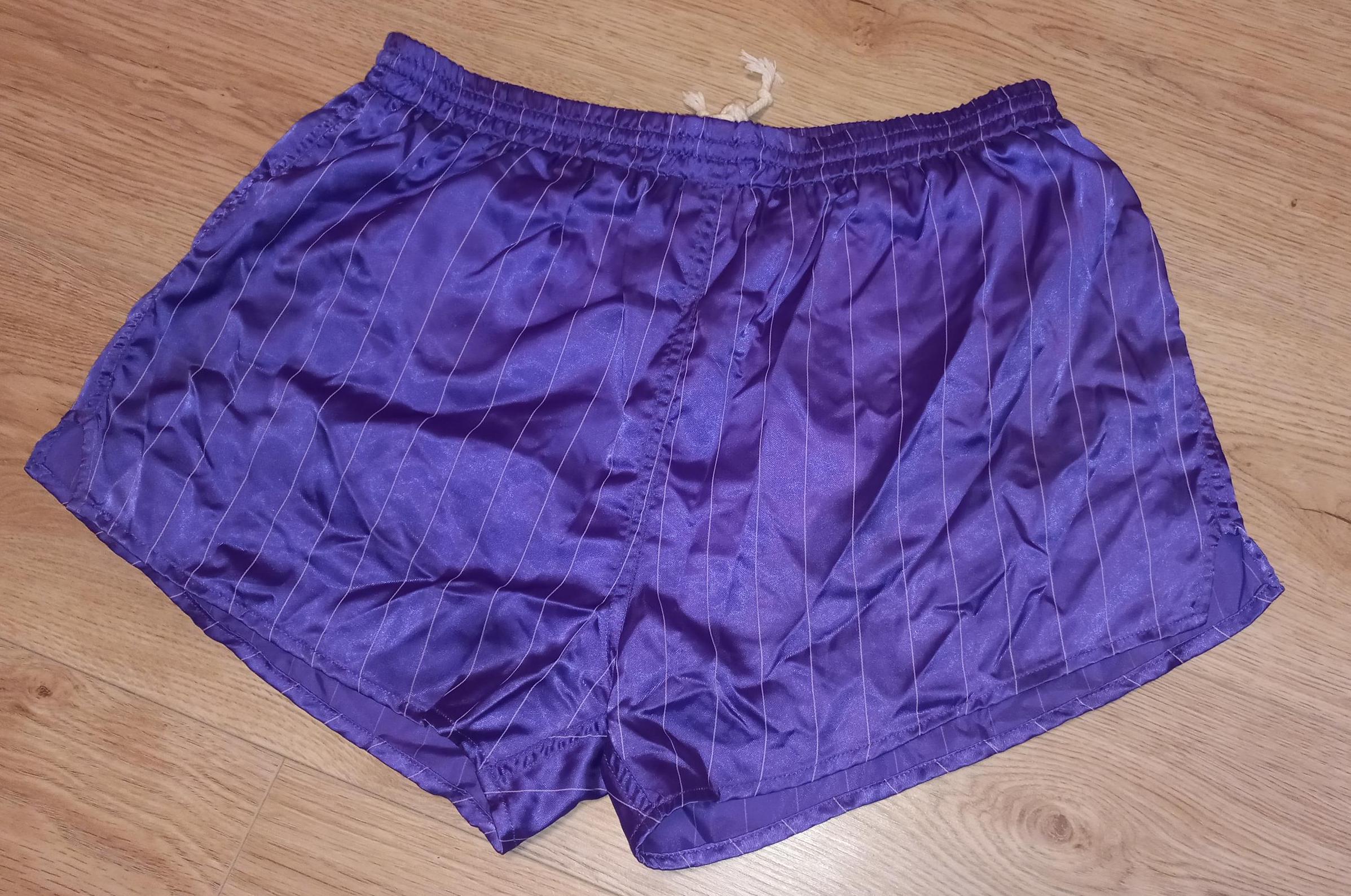 Vintage Football Shorts 80's Purple Pinstripe Nylon Running Sprinter ...