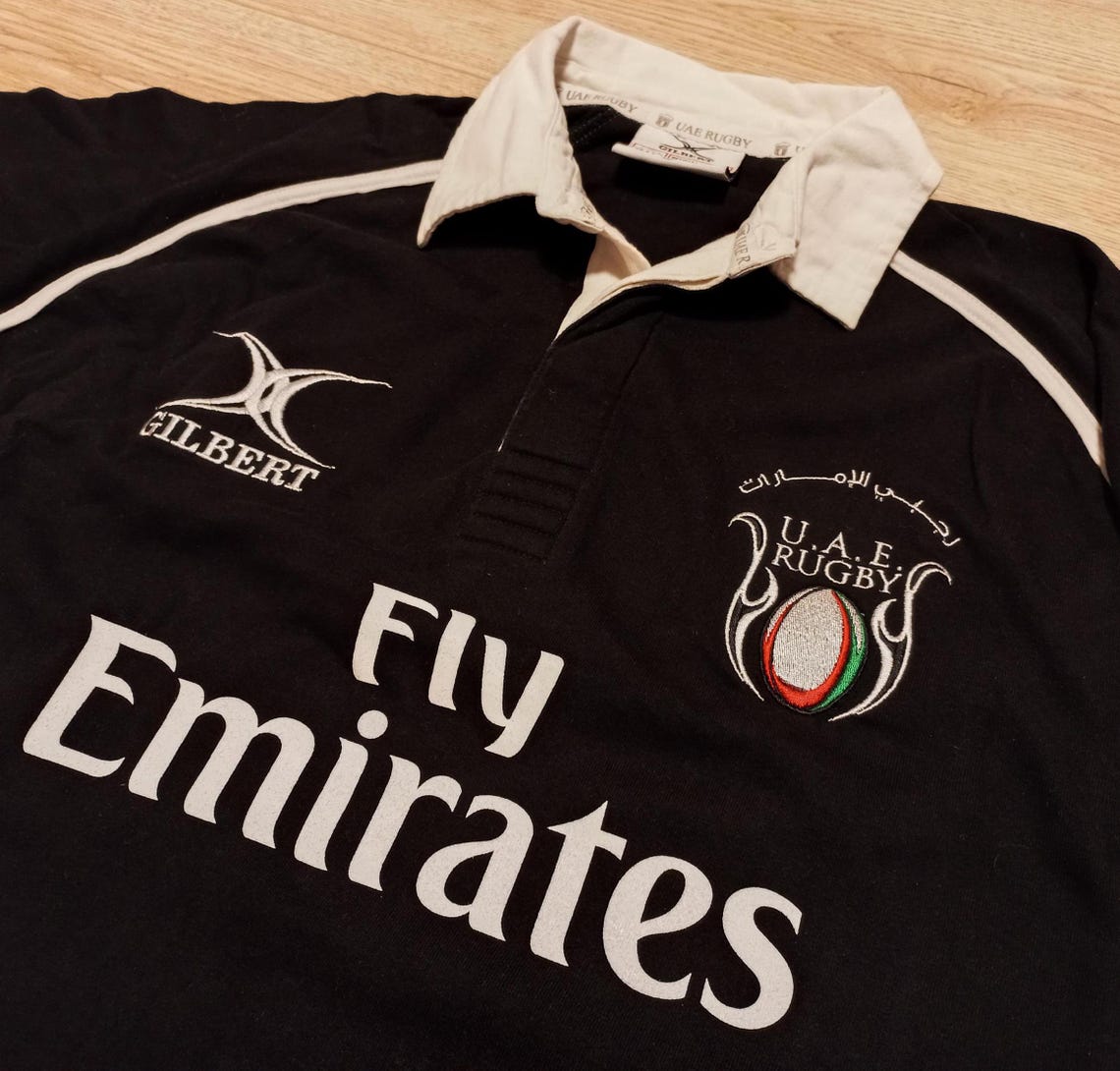 United Arab Emirates Rugby Shirt Jersey Size XL Black Fly Emirates ...