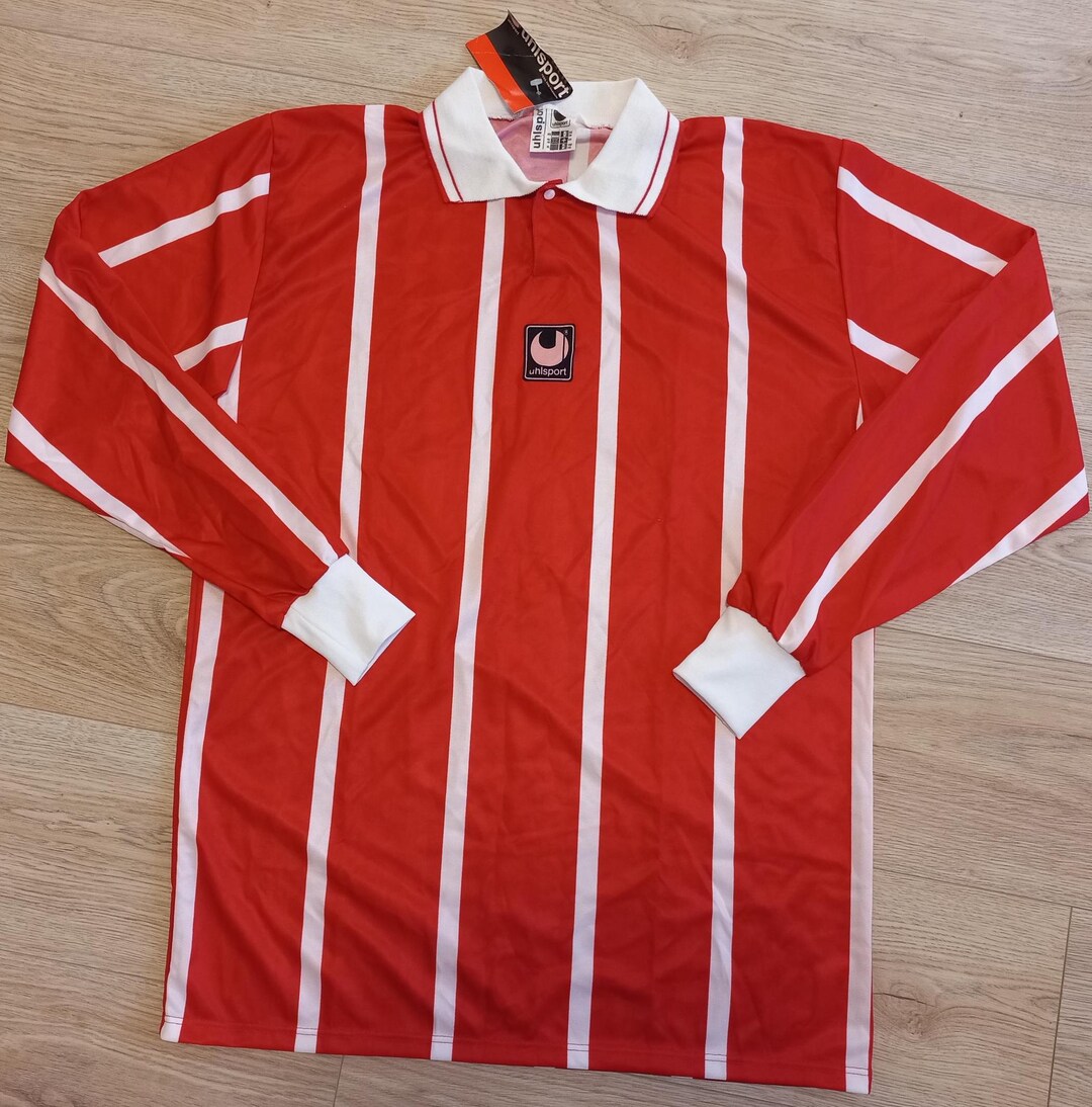 Vintage Uhlsport 90's Training Football Shirt Long Sleeve Red/white ...