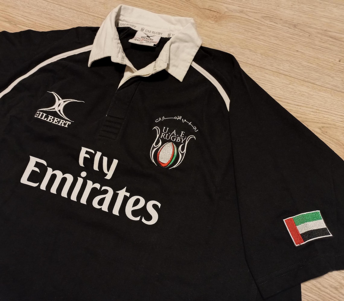 United Arab Emirates Rugby Shirt Jersey Size XL Black Fly Emirates ...