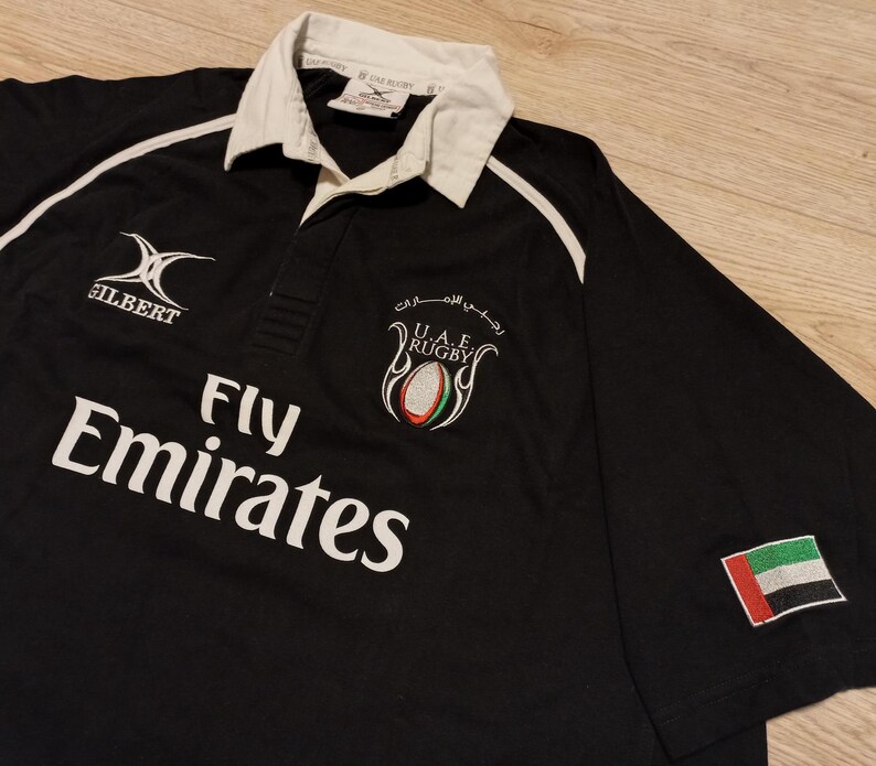 United Arab Emirates Rugby Shirt Jersey Size XL Black Fly Emirates ...