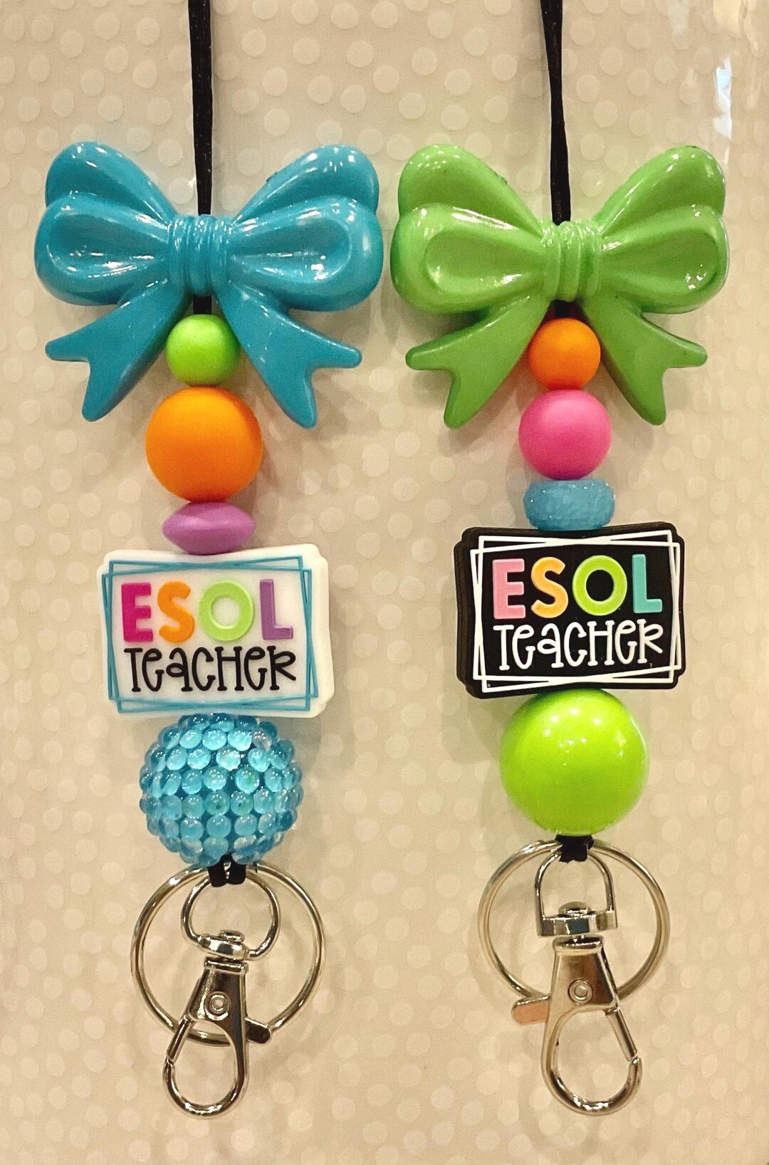 ESOL Lanyards/teacher ID Badge Holder/bow Lanyard/silicone Beaded ...