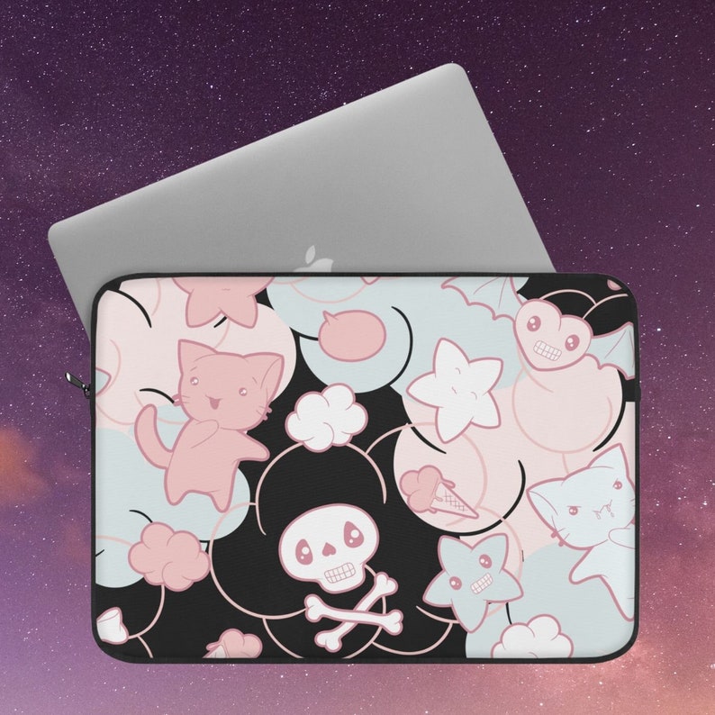 Kawaii Laptop Sleeve Cute Cat Laptop Case Skull Pattern Laptop Bag ...