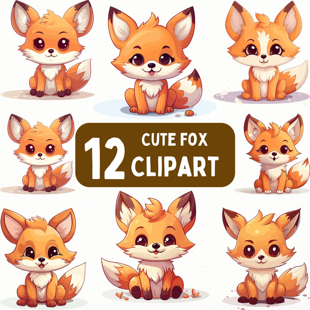 Cute Fox Clipart, Painted Foxes Clipart, Woodland Animal Illustrations ...