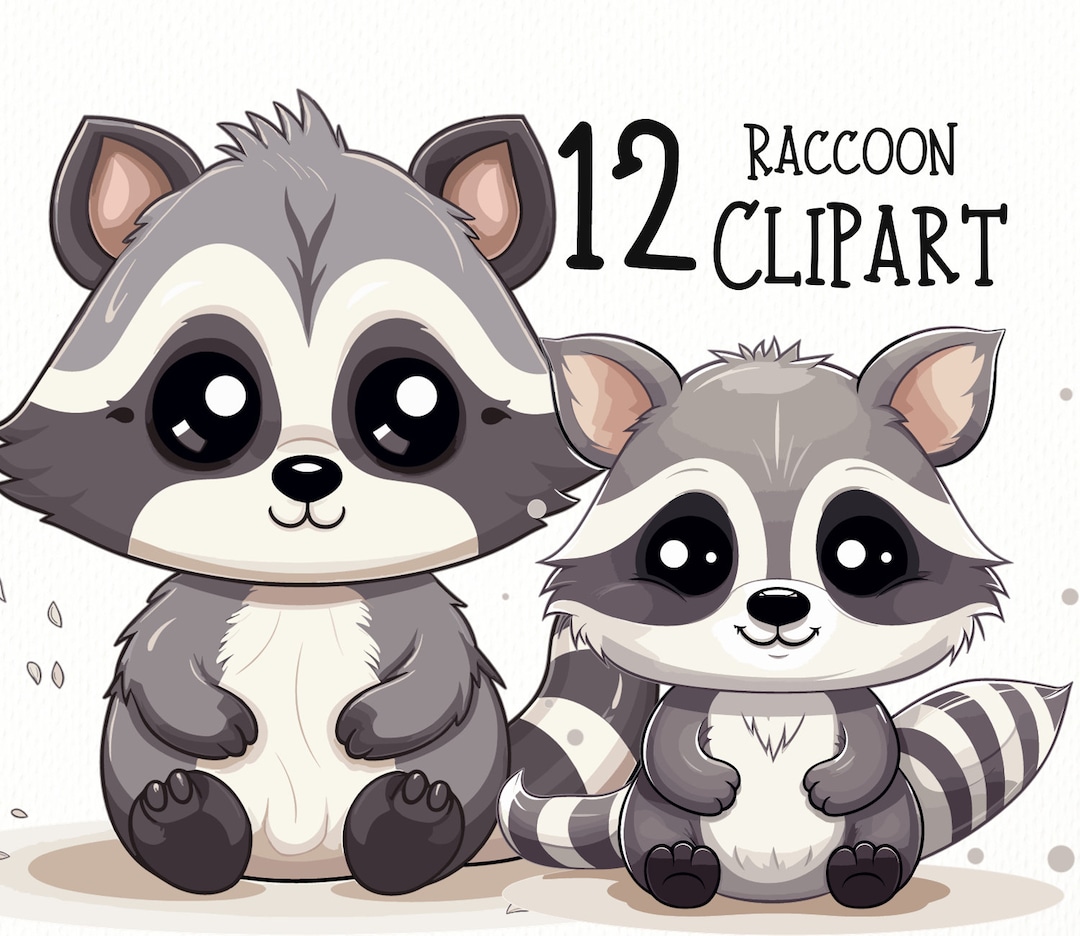 Cute Raccoon Clipart Bundle, Clip Art, Raccoon SVG, Happy Raccoons ...
