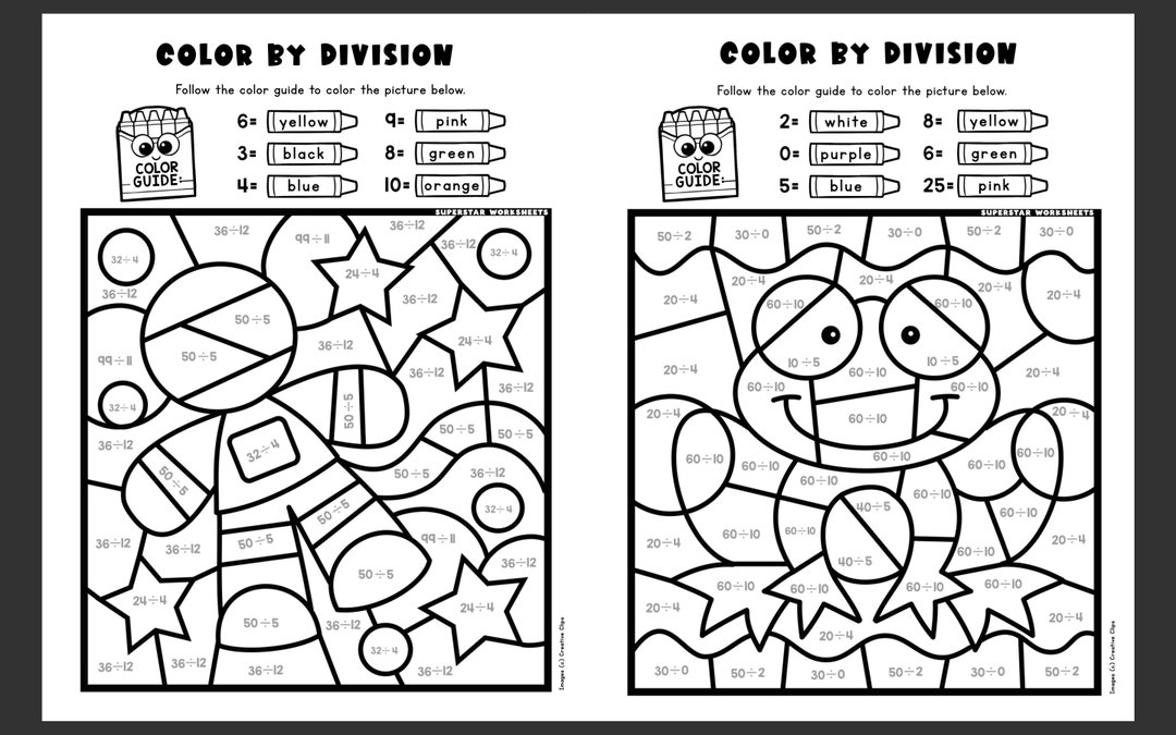 Kids Math Division: 15 Digital Coloring Sheet With Division Exercise ...