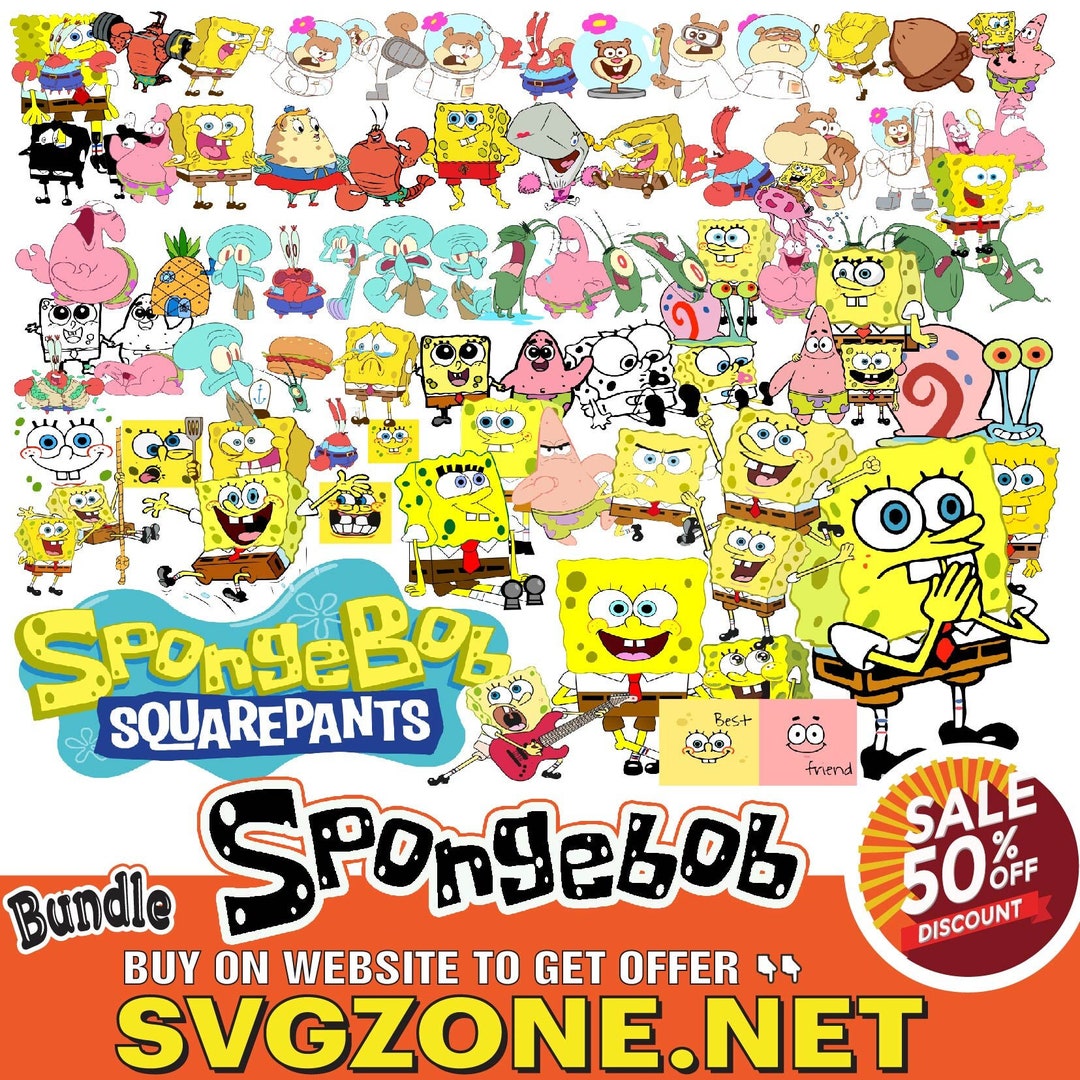Sponge Bob Svg Bundle Layered Svg and Clipart Files With - Etsy