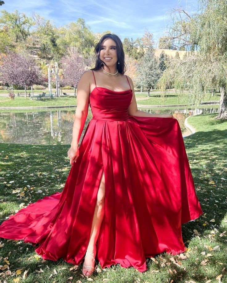 Red Ball Party Prom Wear Satin Silk Gown and Cristmas Dress - Etsy