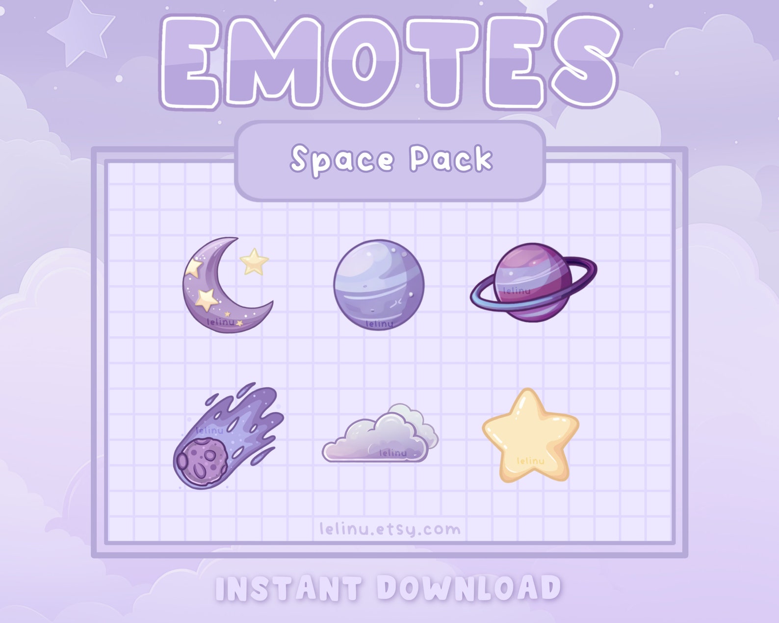 Space Emote Pack for Twitch and Discord | Sleepycore | Streamers | Moon ...