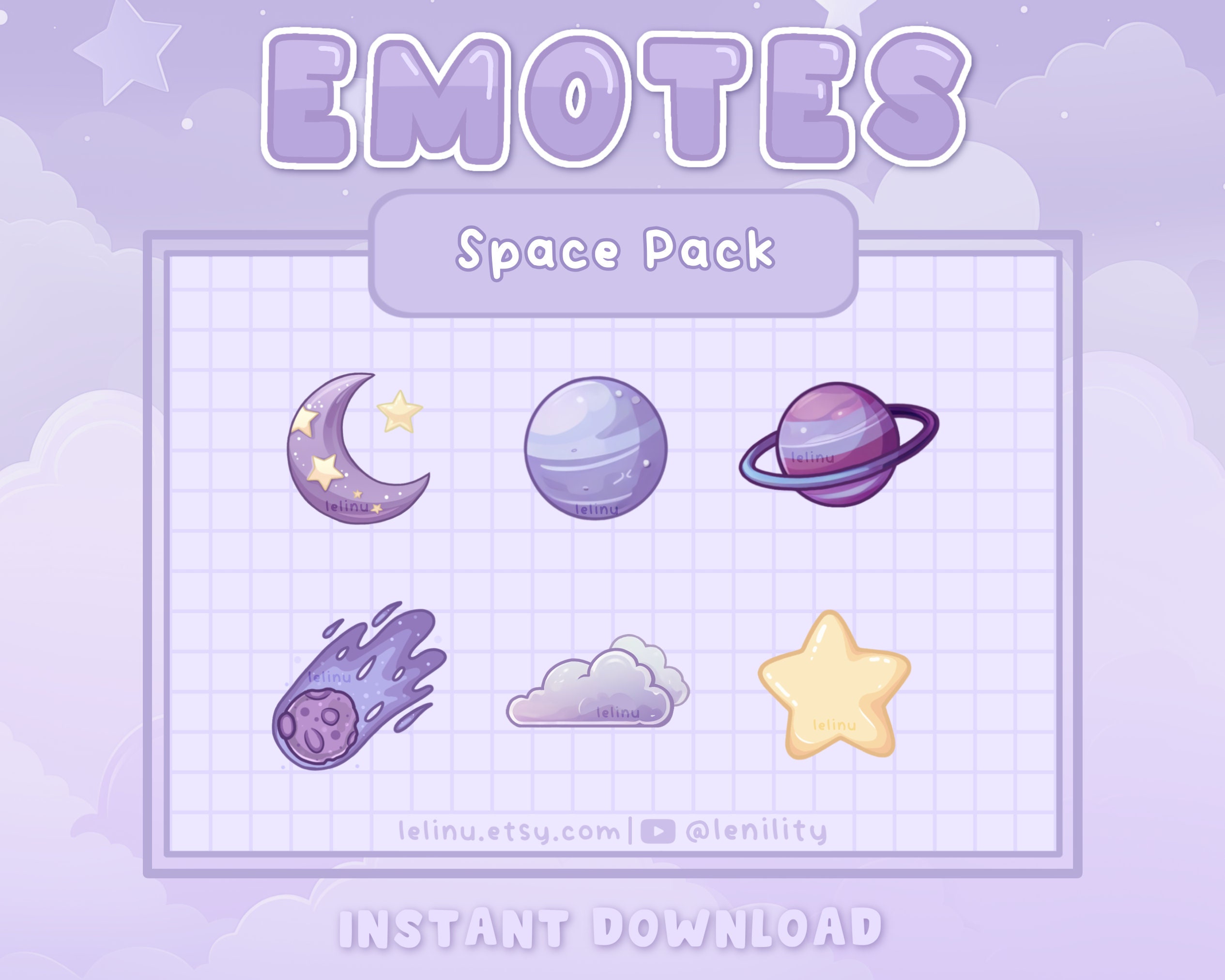 Space Emote Pack for Twitch and Discord Sleepycore Streamers Moon ...