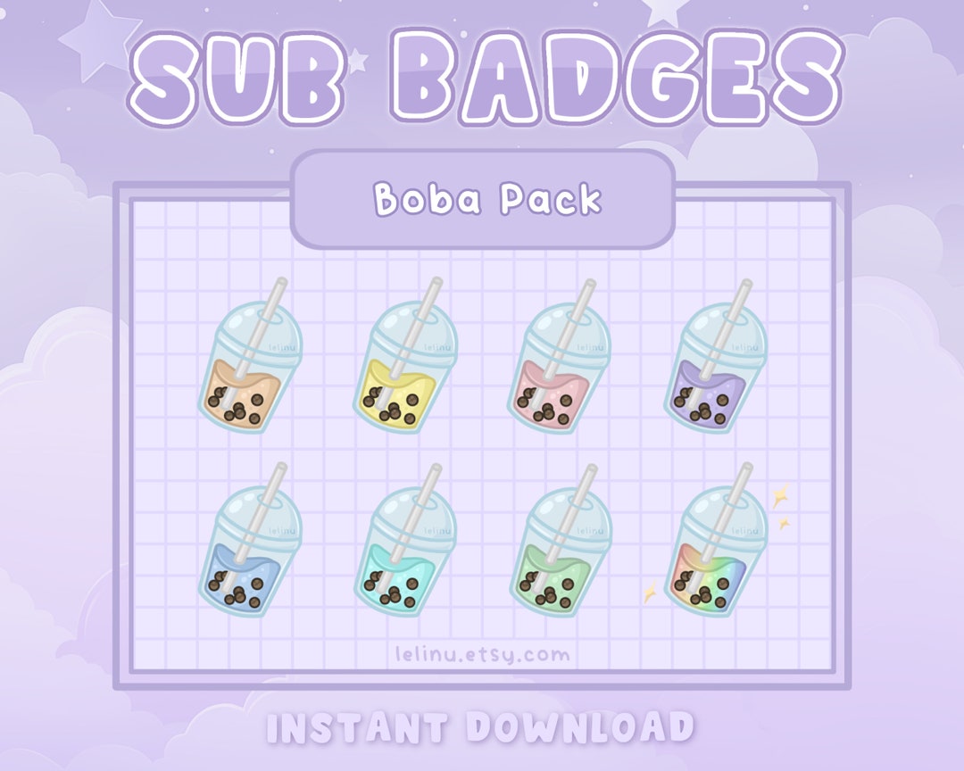 8 Sub Badges for Twitch / Emotes for Discord | Boba Pack | Streamers ...