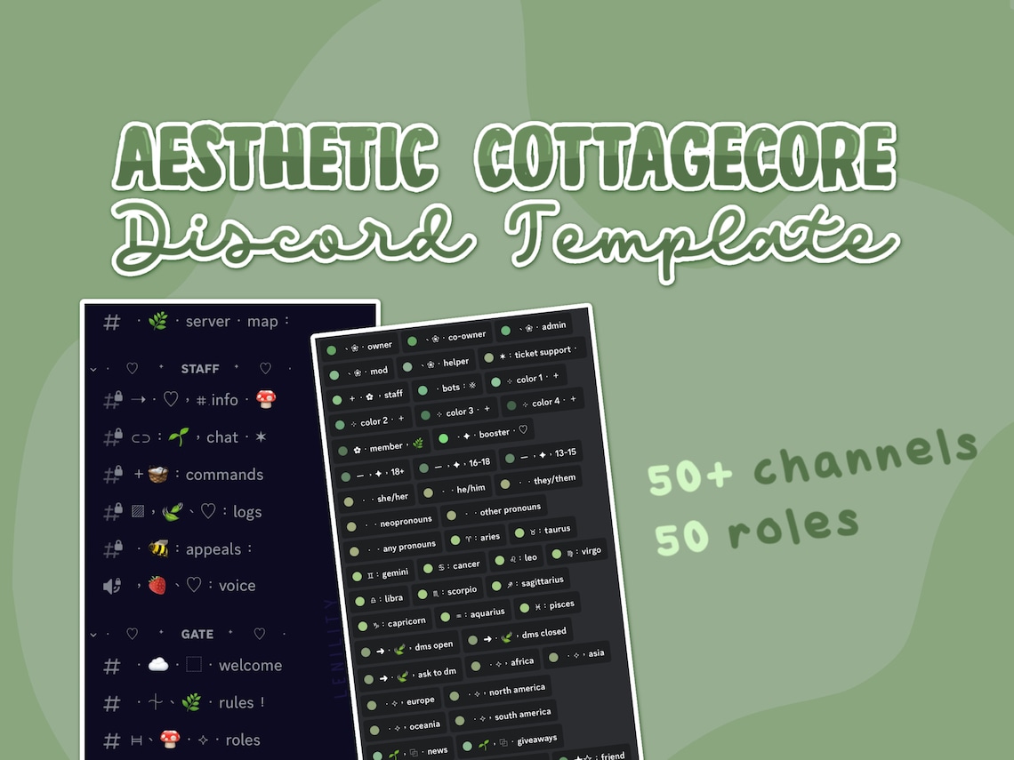 Cottagecore Discord Server Template 50 Channels and Roles Aesthetic ...