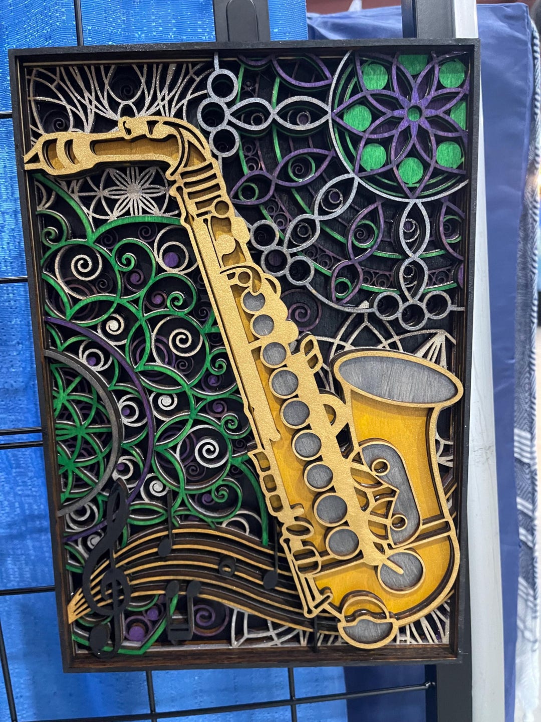 Vibrant Saxophone - Layered Wooden Wall Art - Etsy