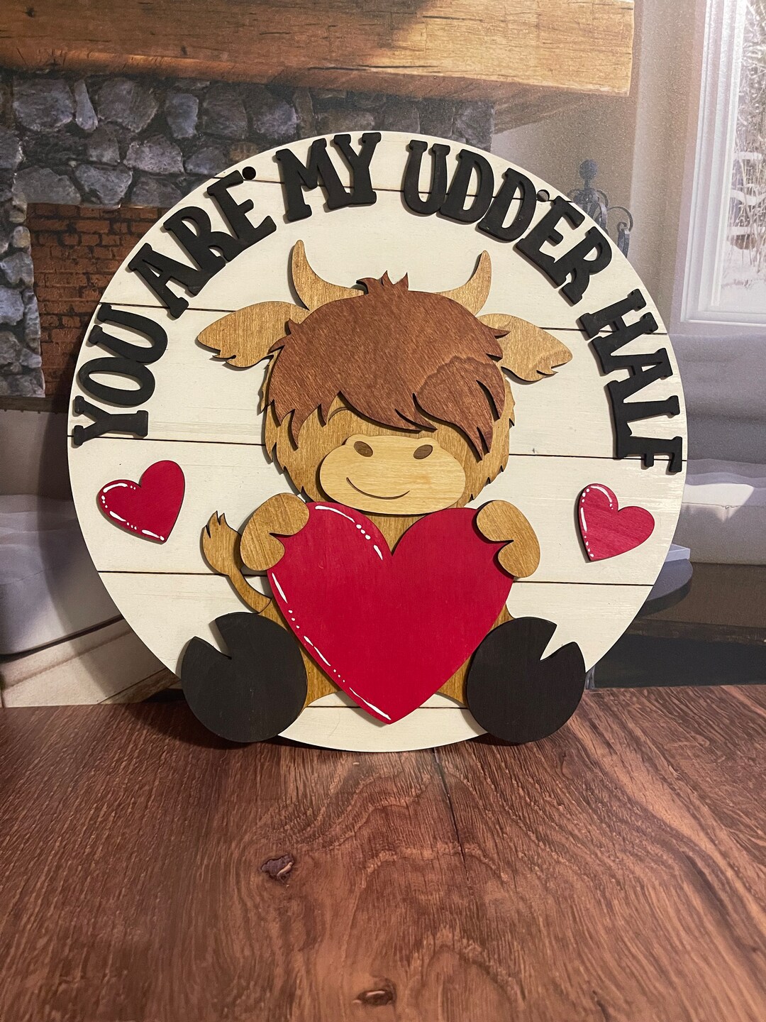 Valentine’s Day Highland Cow Door Hanger - Etsy
