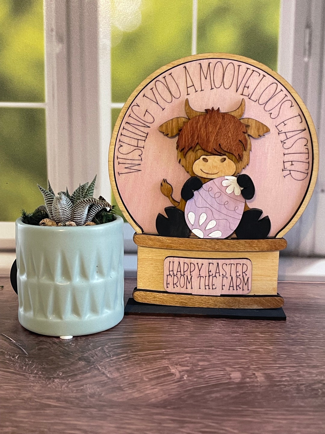 Interchangeable Easter Highland Cow Snow Globe Insert Set - Etsy
