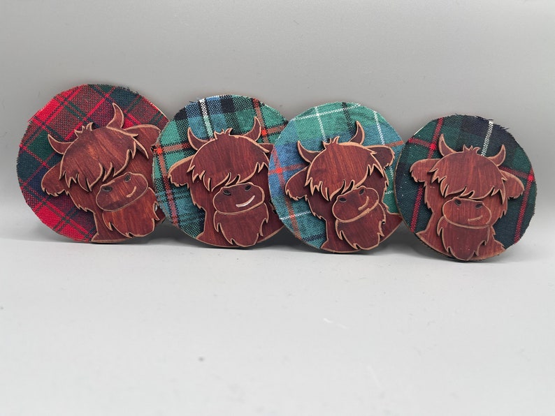 Highland Cow Engraved Tartan Ornament - Etsy