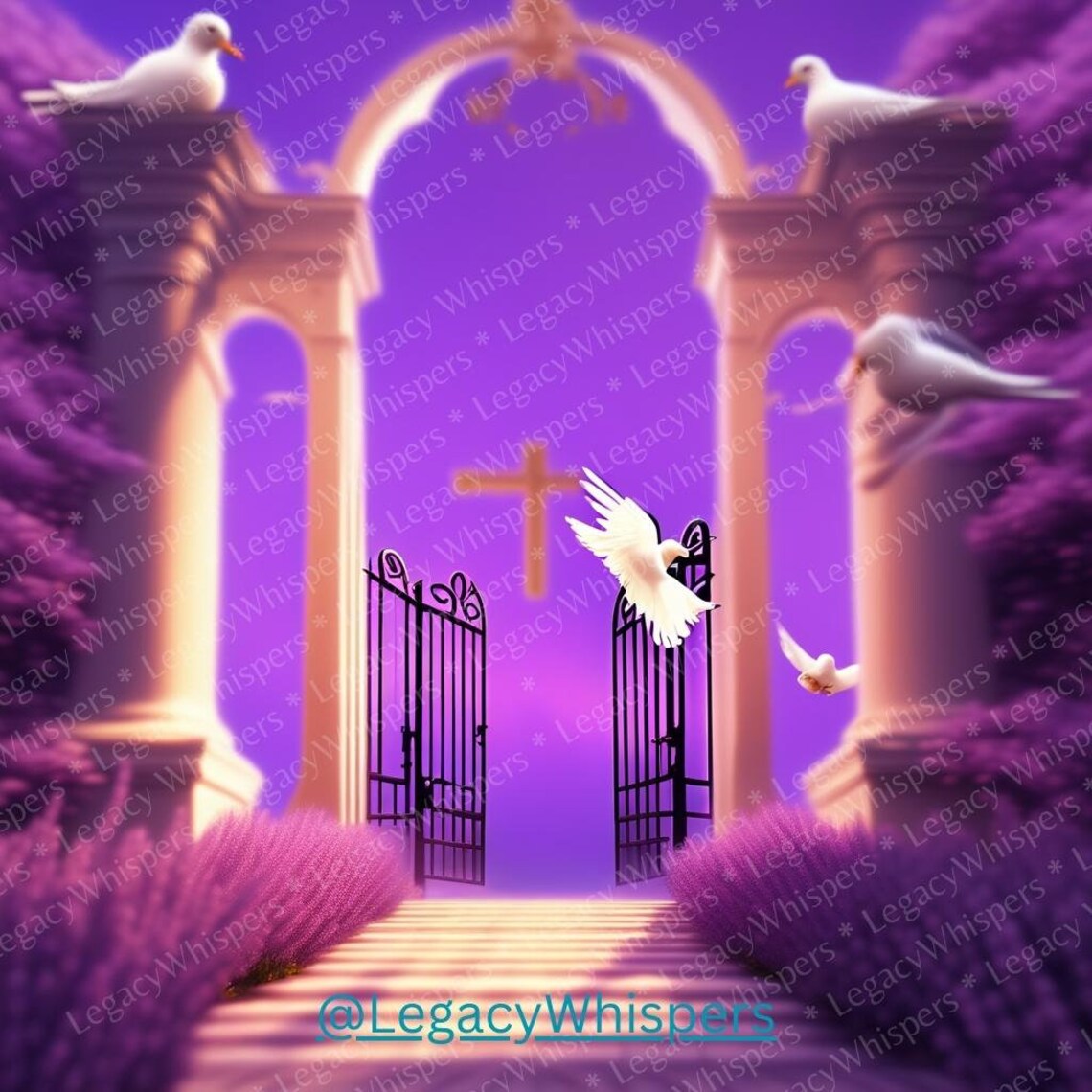 Heavens Gate Purple Background Clipart PNG File AI Art Funeral Memorial ...
