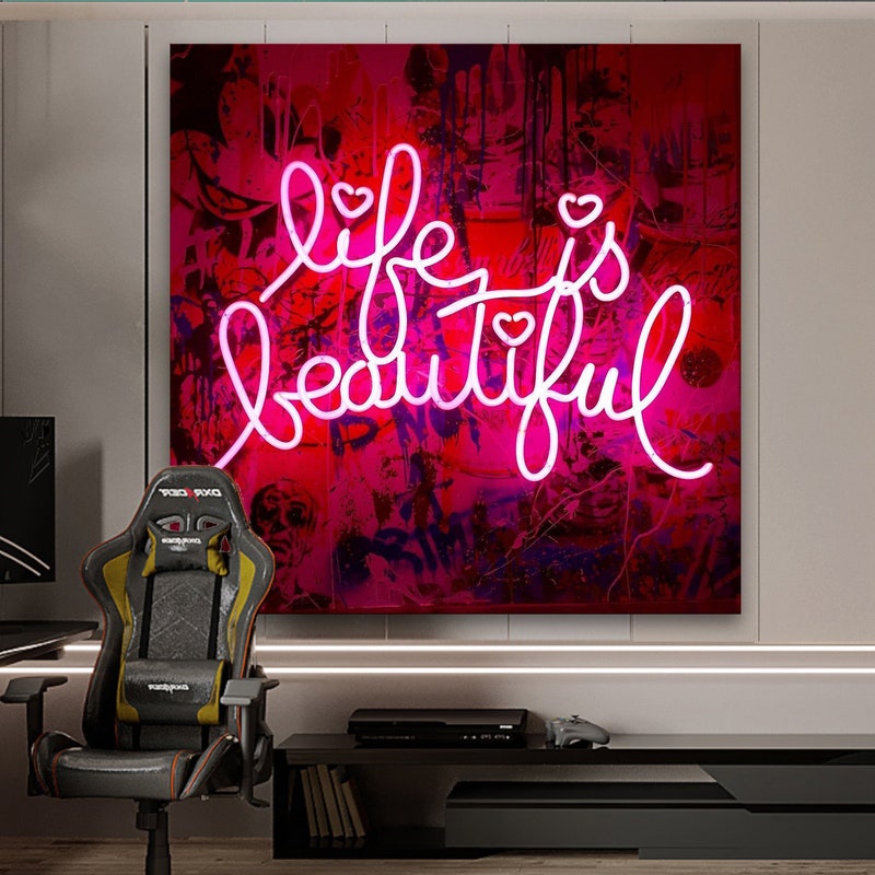 Neon Canvas Art - Etsy