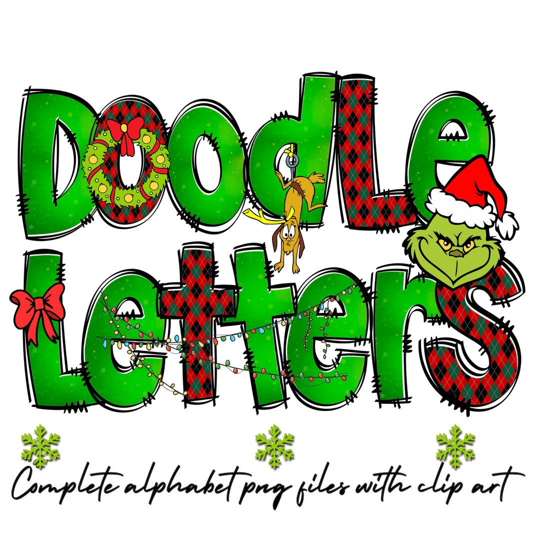 Christmas Clip Art Doodle Letters and Numbers Uppercase - Etsy