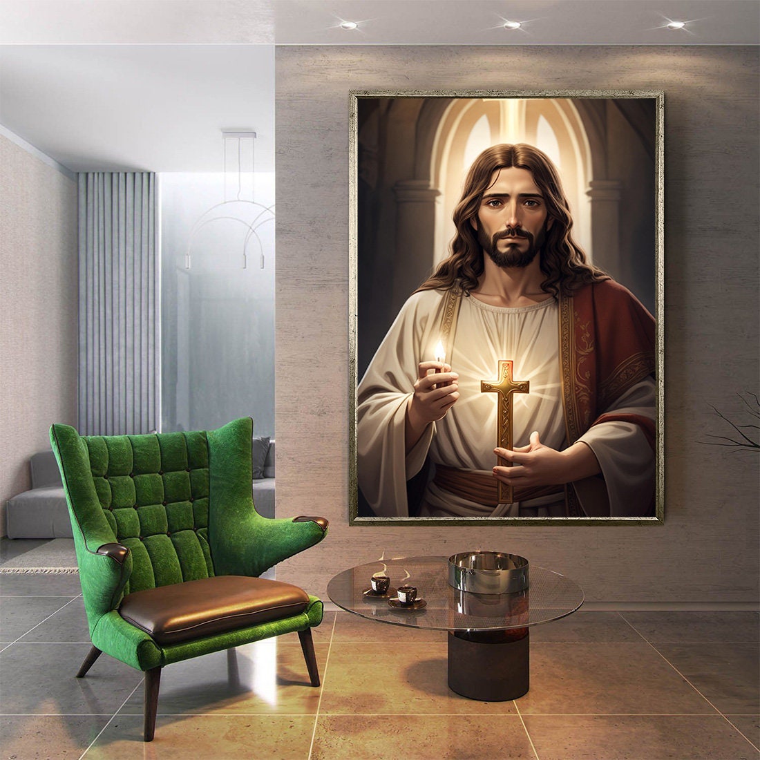 Jesus and Cross Canvas,jesus Wall Decor,religious Art,christian Wall ...