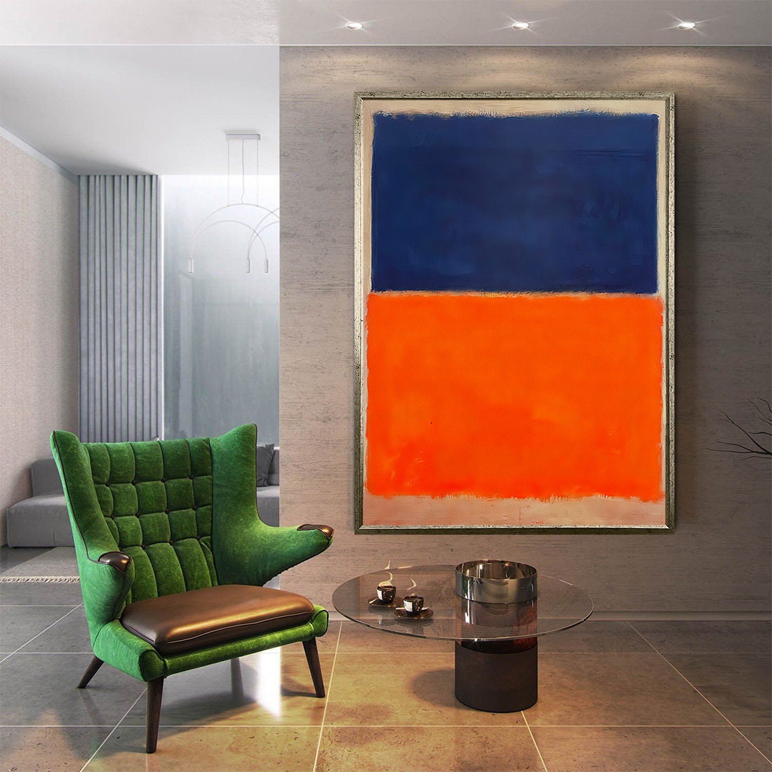 Mark Rothko Dark Blueorangemodern Canvasmark Rothko Home - Etsy