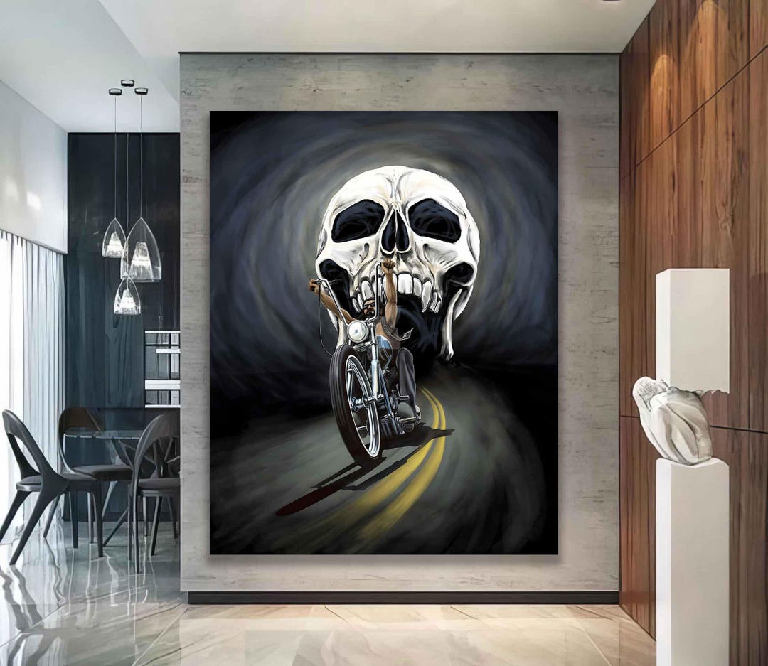 Motorcycle Canvas,skull Road and Motor Canvas, Motor and Speed Decor ...