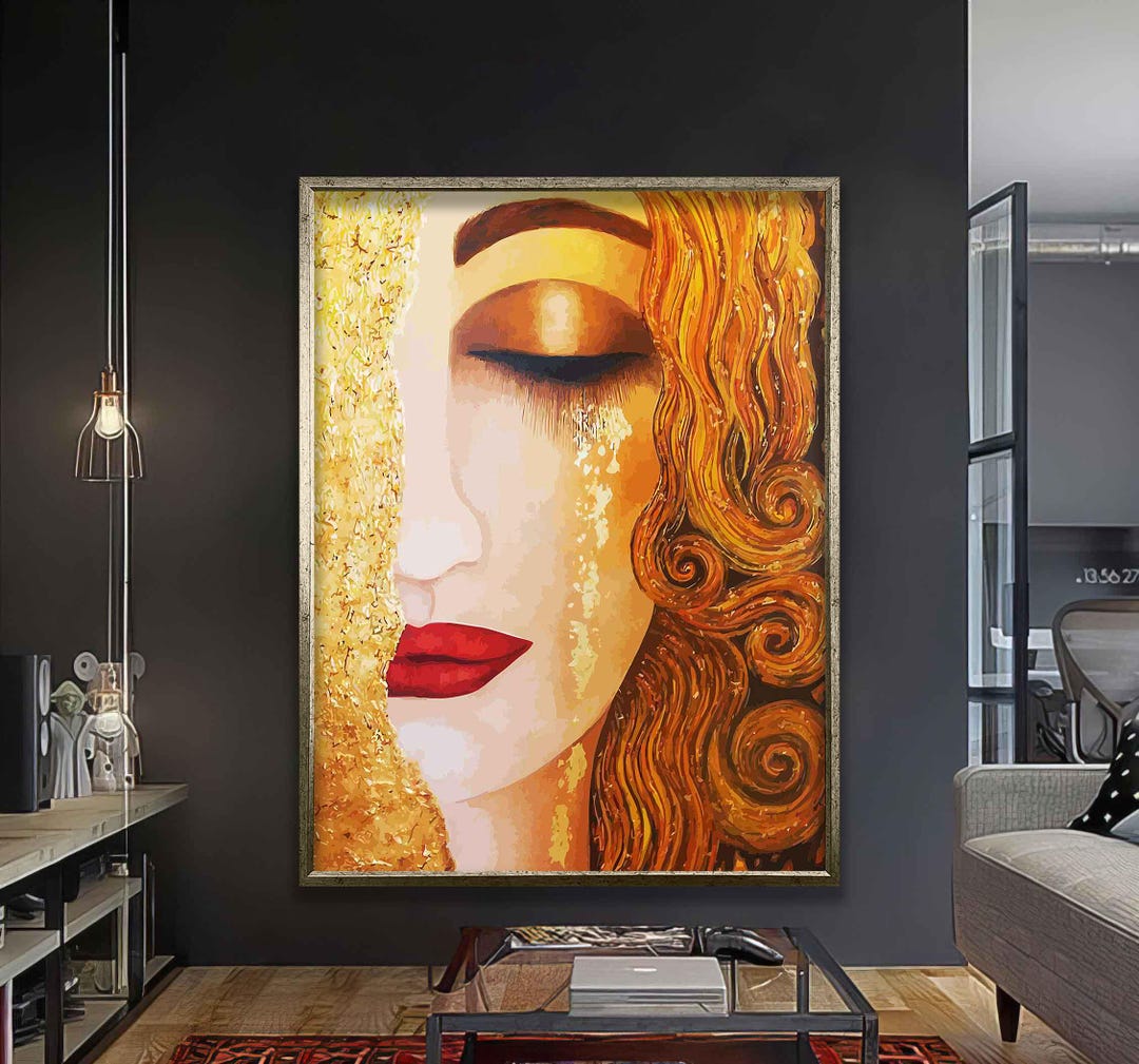 Woman Portrait Canvas, Woman Painting Her Face Print , Woman Home Decor ...