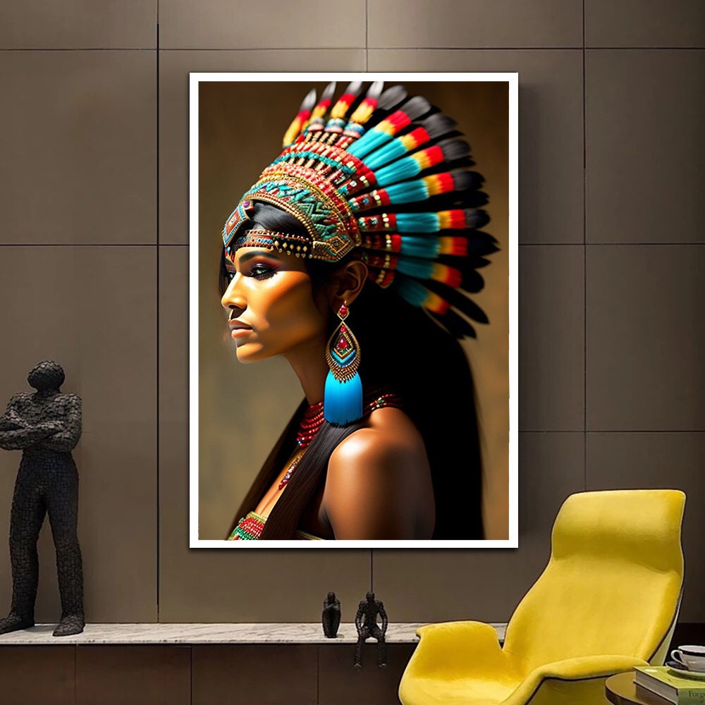 Native American Woman Canvas,,woman Portrait Wall Decoru, Woman Canvas ...