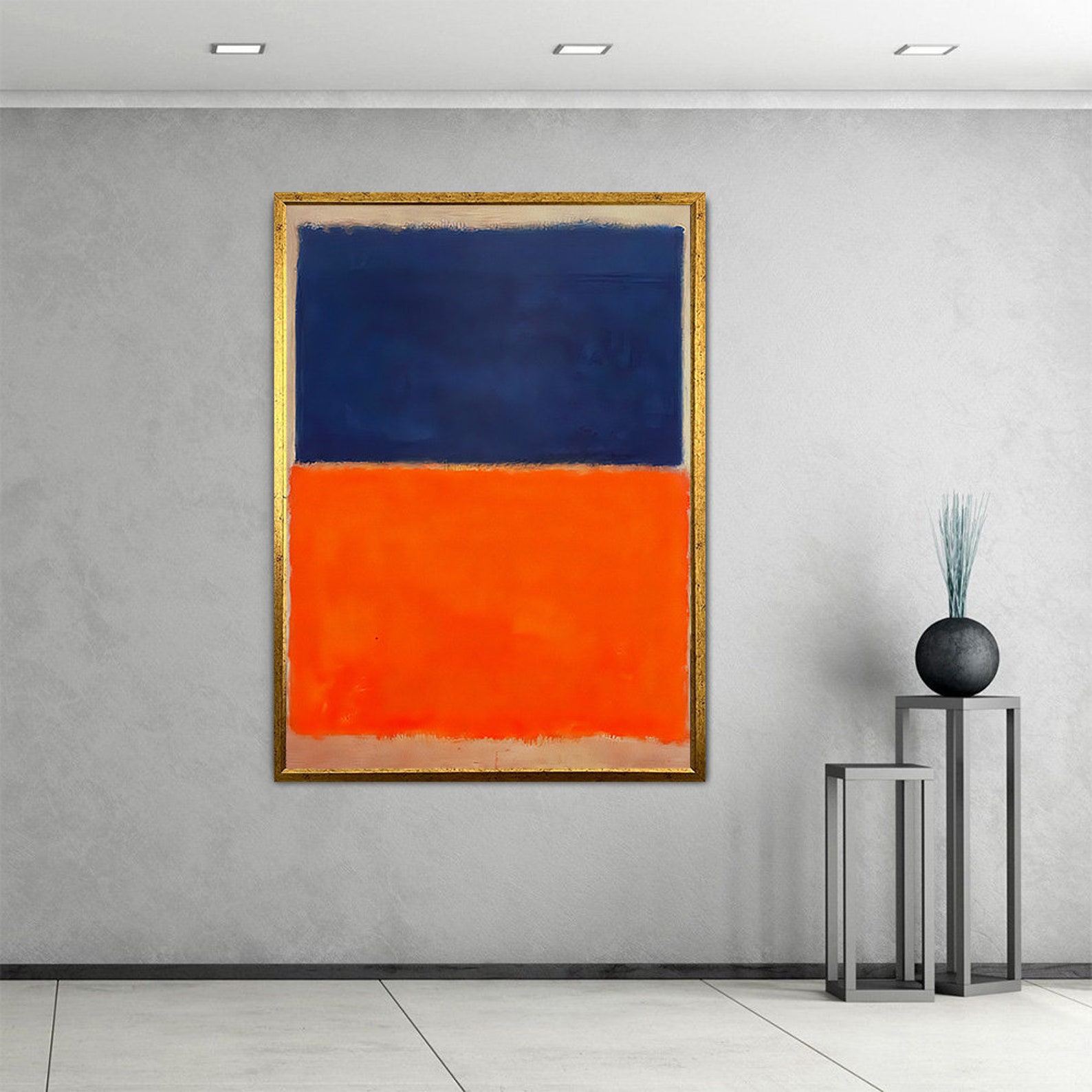 Mark Rothko Dark Blueorangemodern Canvasmark Rothko Home - Etsy