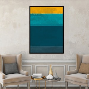 Mark Rothko turquoise, Blue,yellow Canvas Art, Mixed Color Modern ...