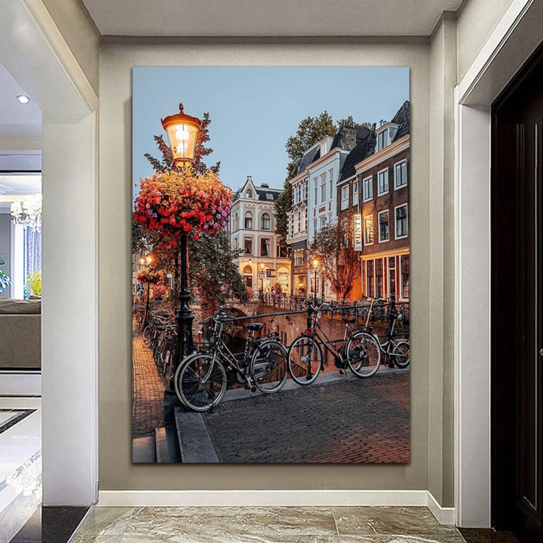 Historical Houses,dutch Houses,evening View,amsterdam Canvas Print ...