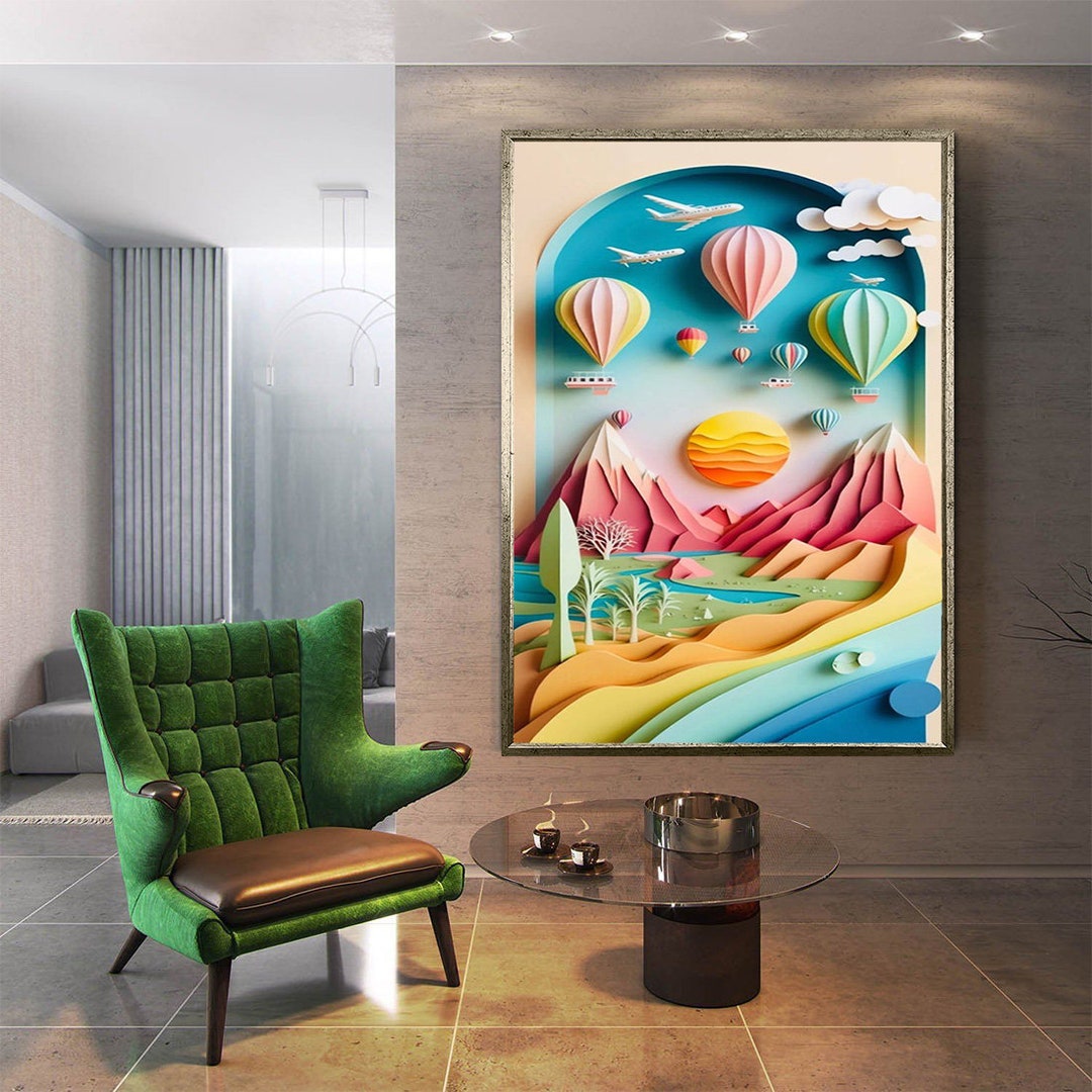 Japanese Paper Folding Art Patterned Canvas, Flying Balloon Canvas ...