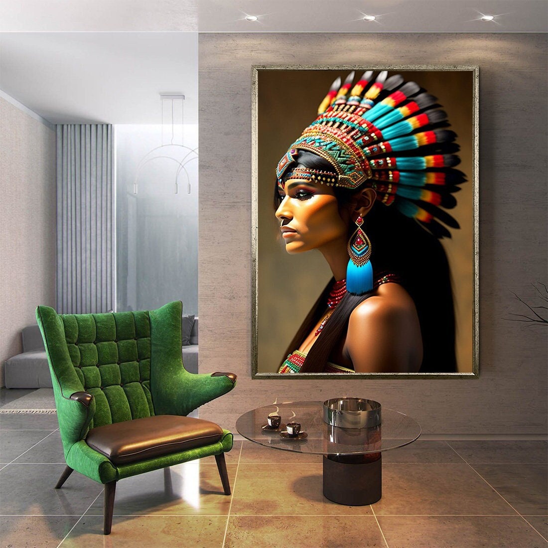 Native American Woman Canvas,,woman Portrait Wall Decoru, Woman Canvas ...