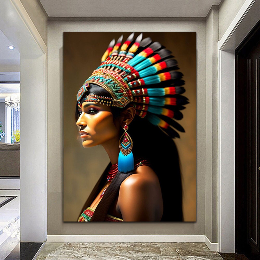 Native American Woman Canvas,,woman Portrait Wall Decoru, Woman Canvas ...