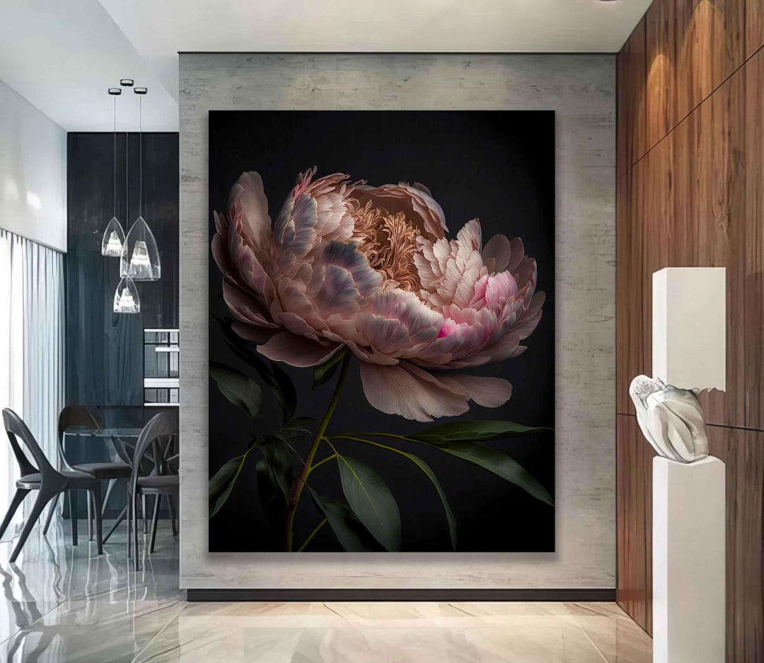 Pink Floral Canvas, Oil Painting Effect Floral Canvas, Colorful Floral ...