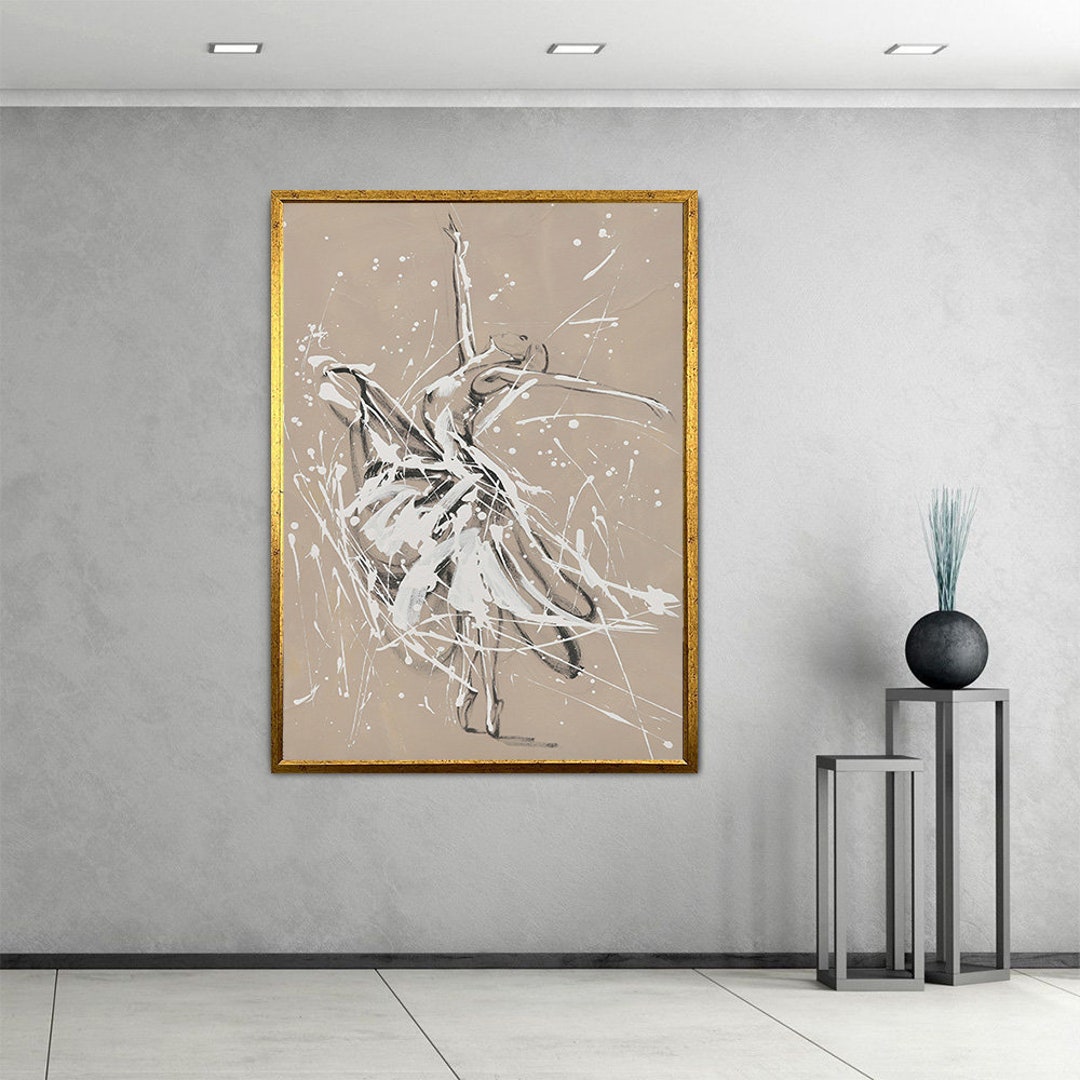 Line Work Ballerina Canvas, Ballerina Woman Portrait Wall Decor, Woman ...
