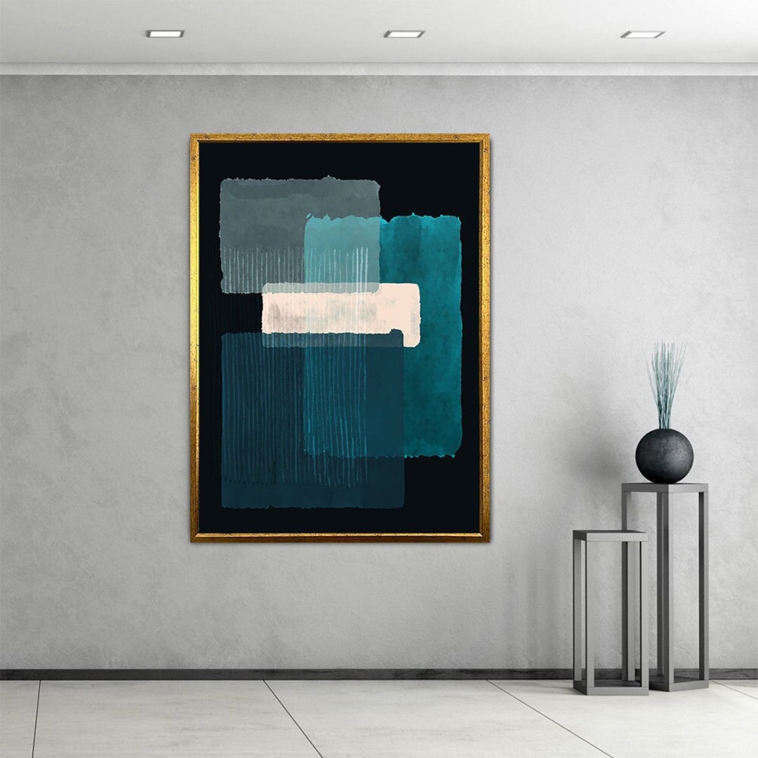 Mark Rothko turquoise, White, Grey Canvas Art, Mixed Color Modern ...