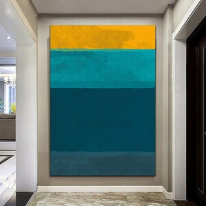 Mark Rothko turquoise, Blue,yellow Canvas Art, Mixed Color Modern ...