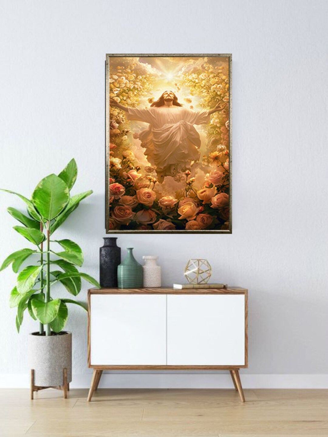 Jesus Canvas, Jesus in the Rose Garden Canvas, Christian Decor ...