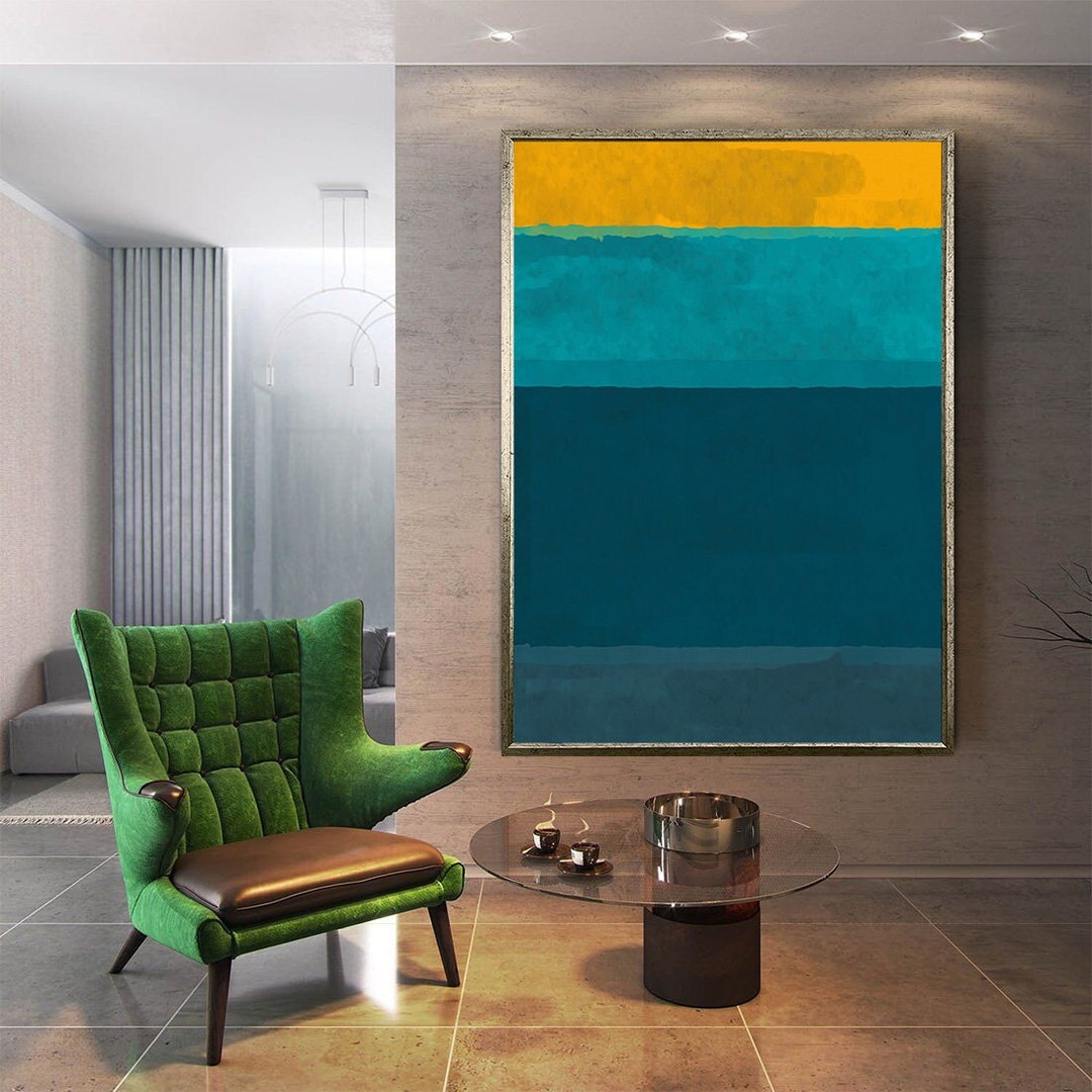 Mark Rothko turquoise, Blue,yellow Canvas Art, Mixed Color Modern ...