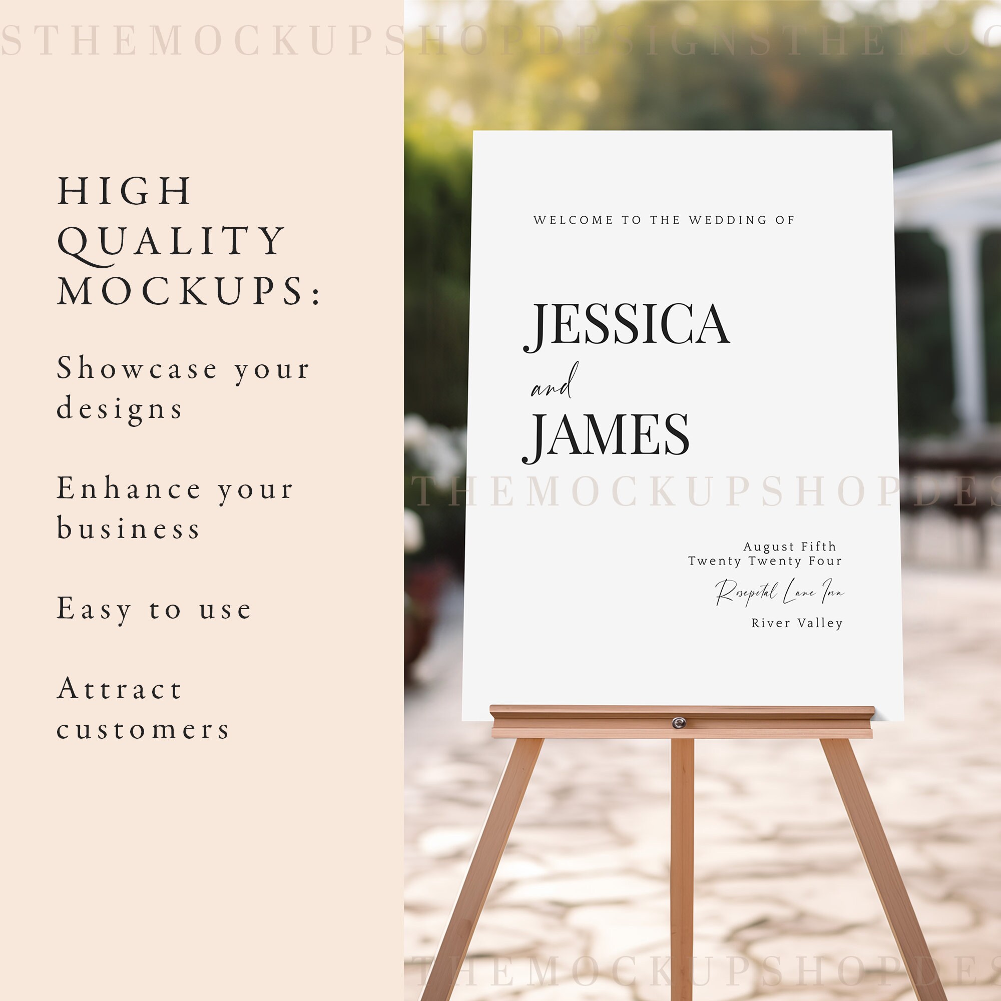 Wedding Sign Mockup Welcome Sign Mockup Wedding Easel Mockup PSD ...