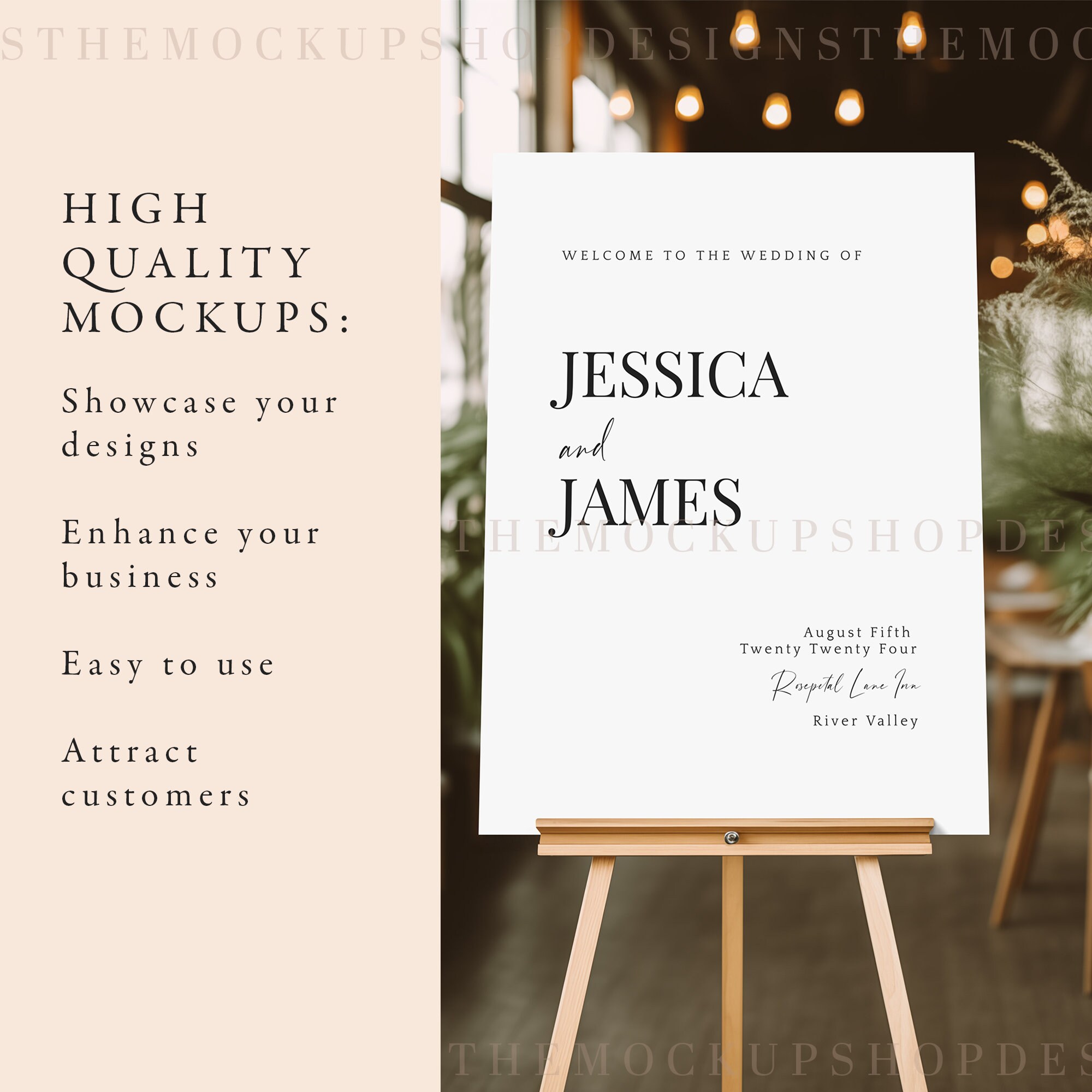 Wedding Sign Mockup Welcome Sign Mockup Wedding Easel Mockup PSD ...