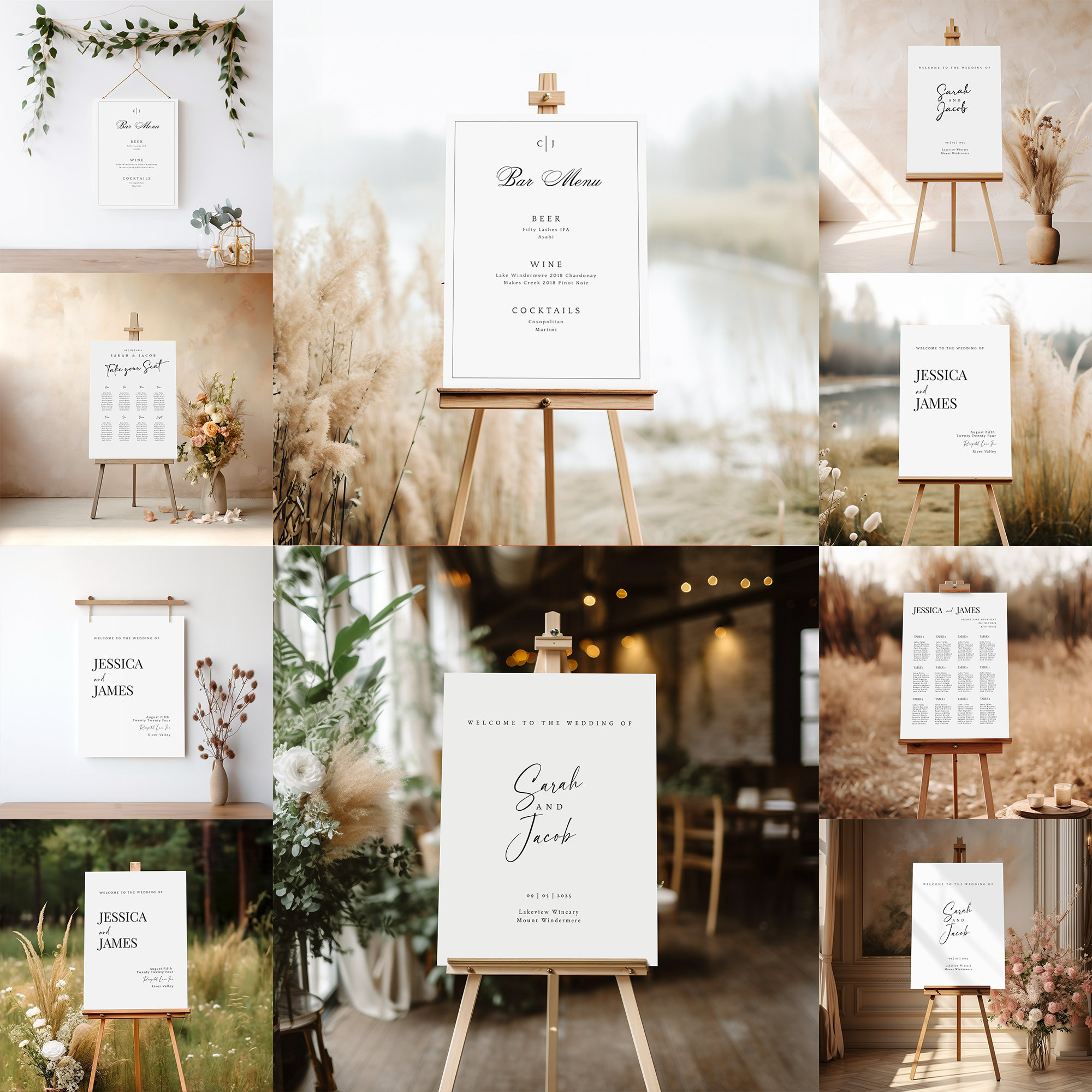 Wedding Sign Mockup Bundle Wedding Easel Mockup Bundle Seating Chart ...