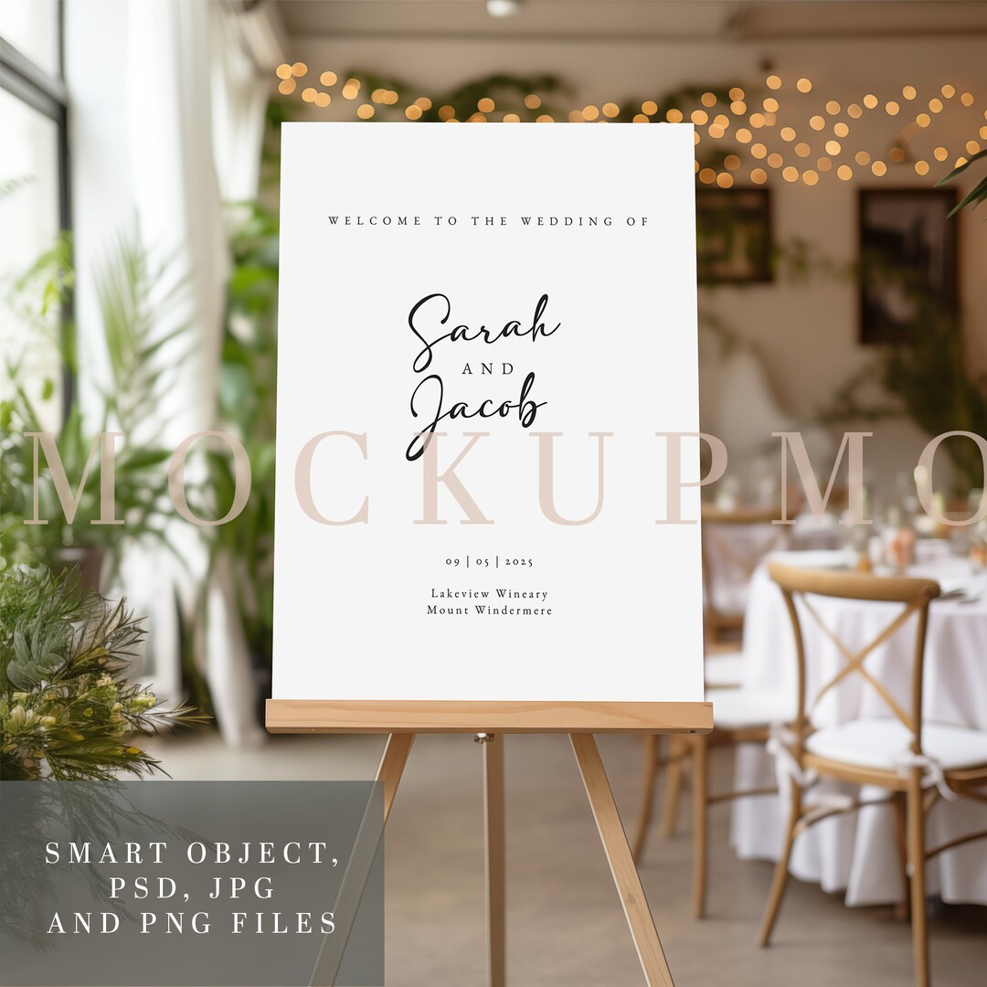 Wedding Sign Mockup Welcome Sign Mockup Wedding Easel Mockup PSD ...