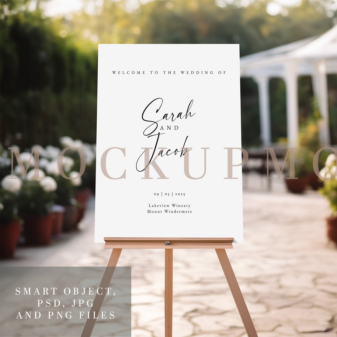 Wedding Sign Mockup Welcome Sign Mockup Wedding Easel Mockup PSD ...