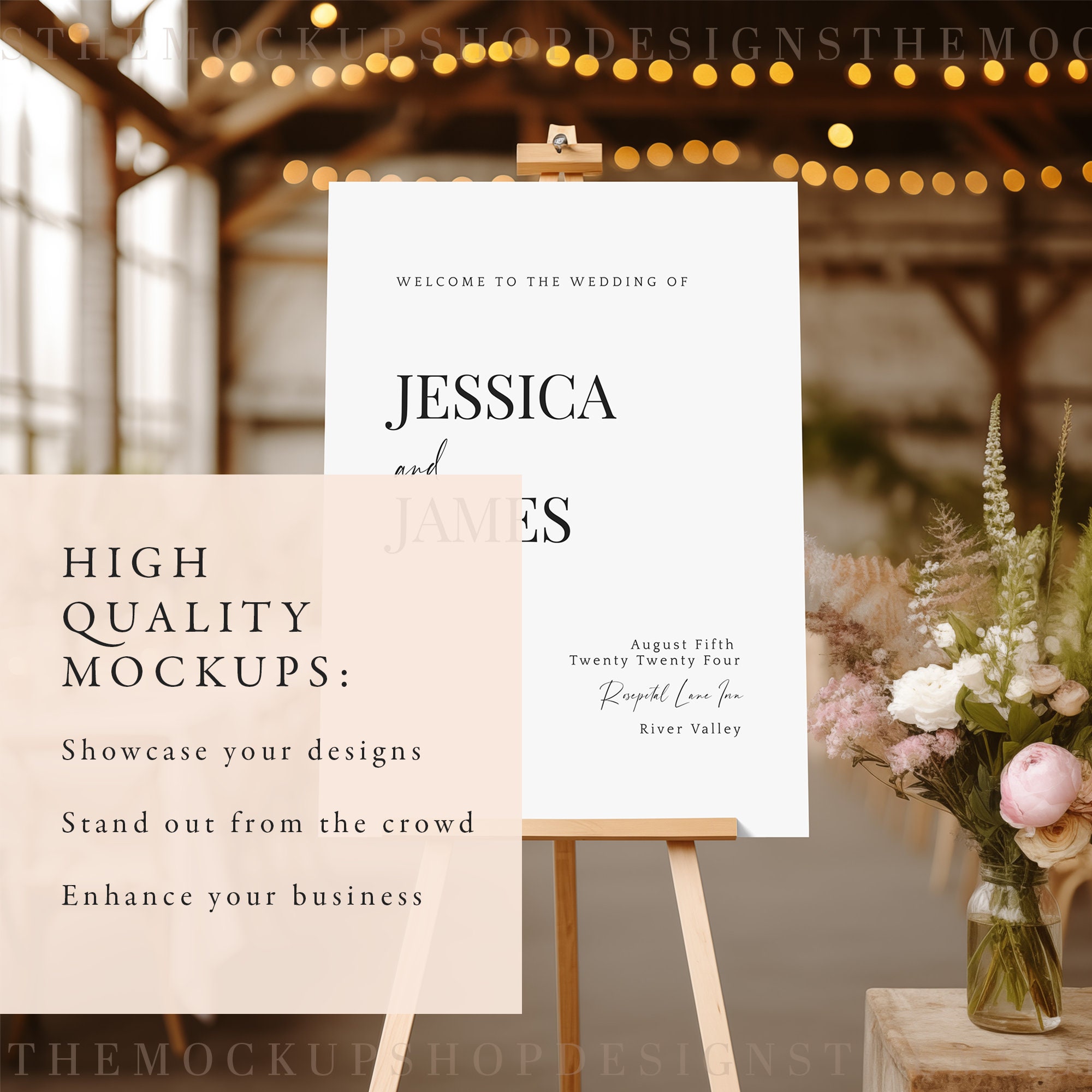 Wedding Sign Mockup Welcome Sign Mockup Wedding Easel Mockup PSD ...
