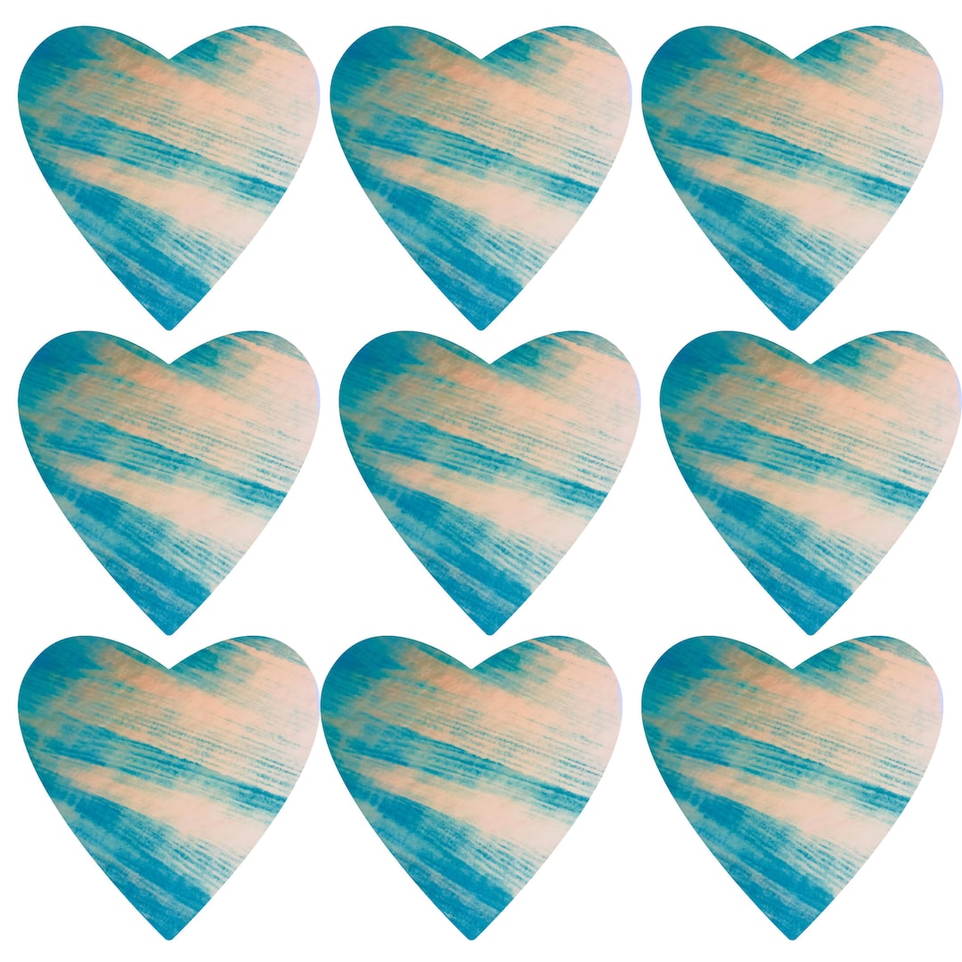 30-aqua Heart Cut Outs Cardstock Die Cuts for Crafting Scrapbooking ...