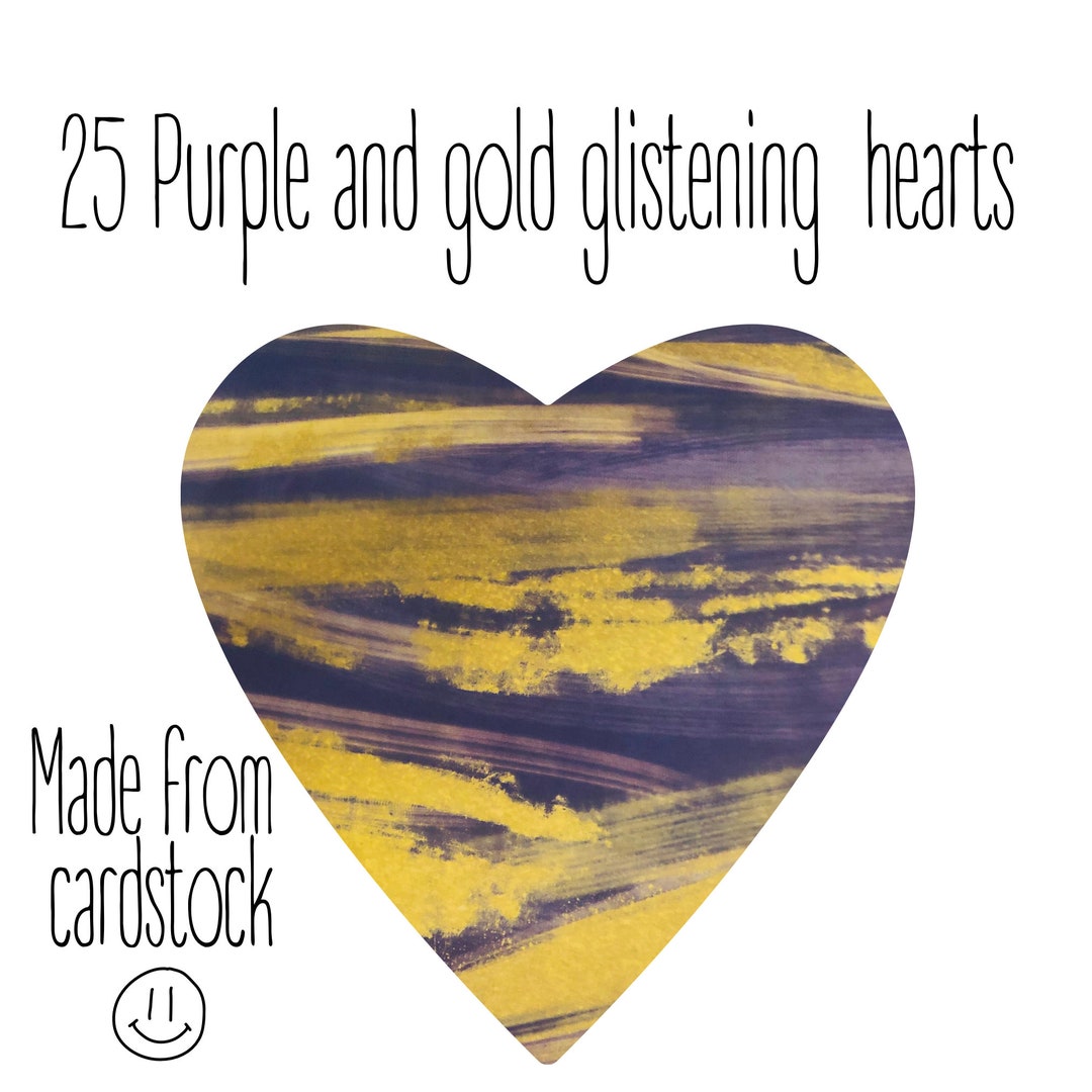Purple and Gold Heart Cut Outs Cardstock Die Cuts for Crafting ...